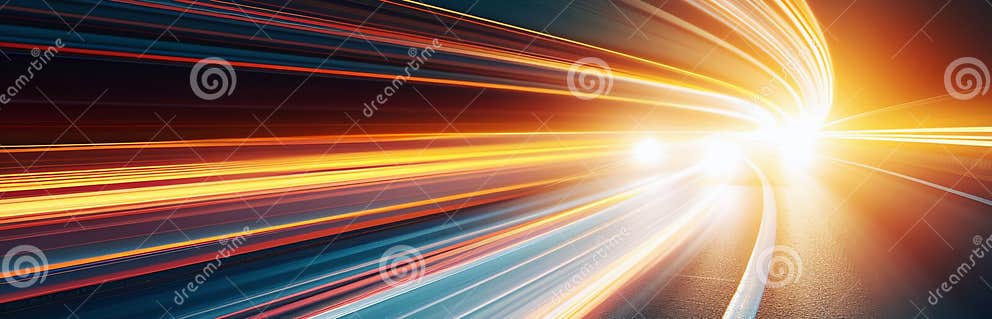 Headlight Ray on the Road, AI Generated Stock Photo - Image of concept ...