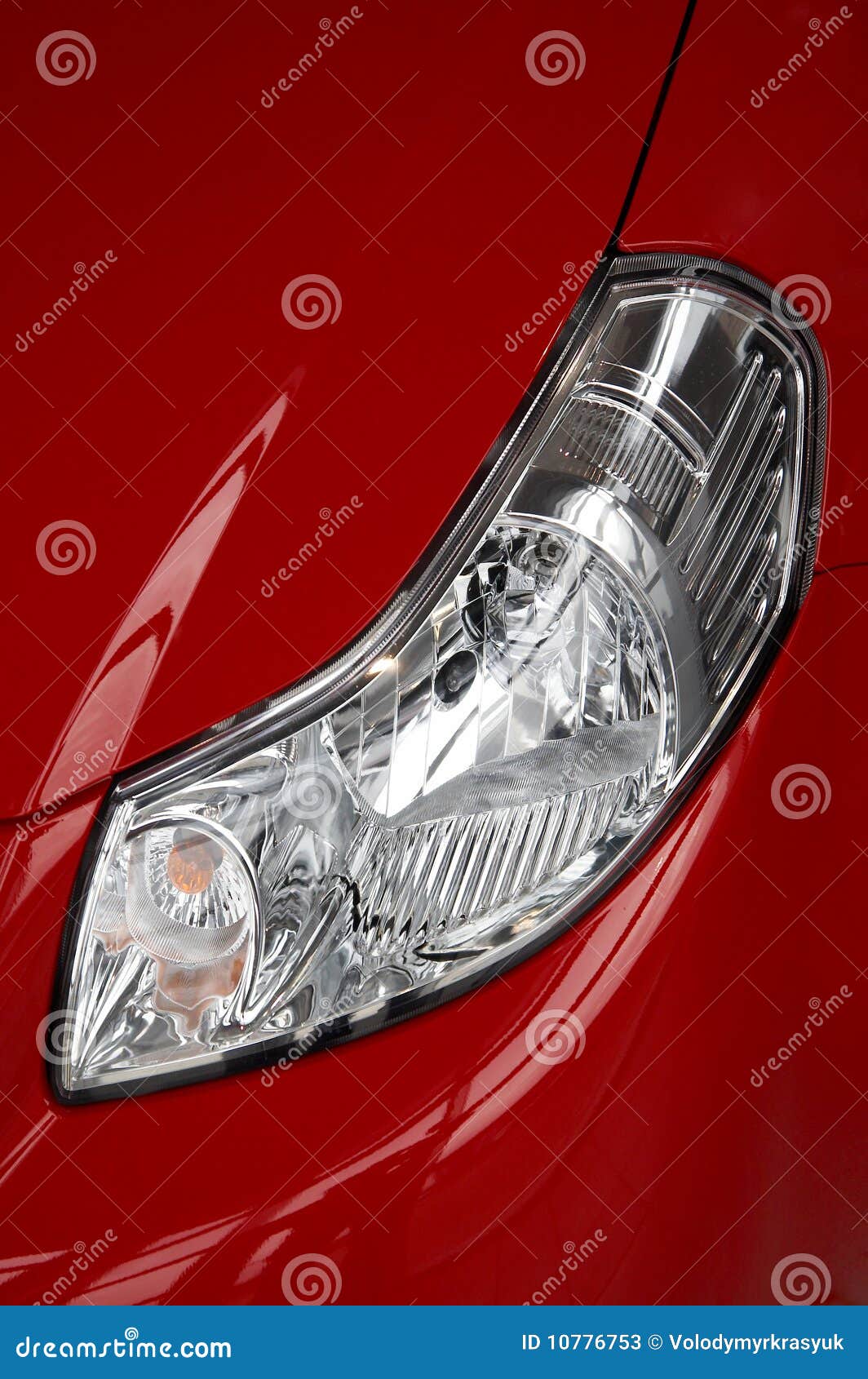 Headlight on a red car stock image. Image of motor, road - 10776753