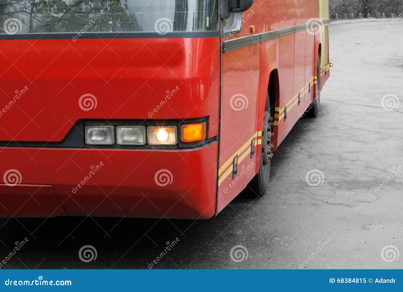 Headlight of the Tourist Bus on the Road Stock Image - Image of ...