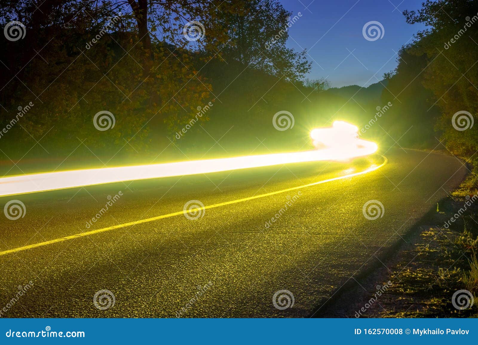 Headlight Trails on the Night Road Stock Photo - Image of outdoor ...