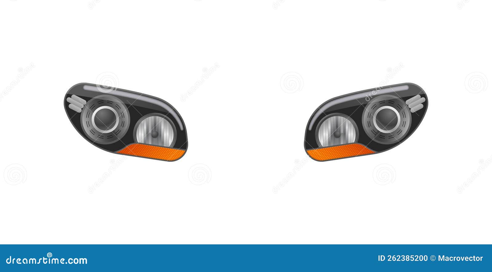 Headlights of Automobile Composition Stock Illustration - Illustration ...