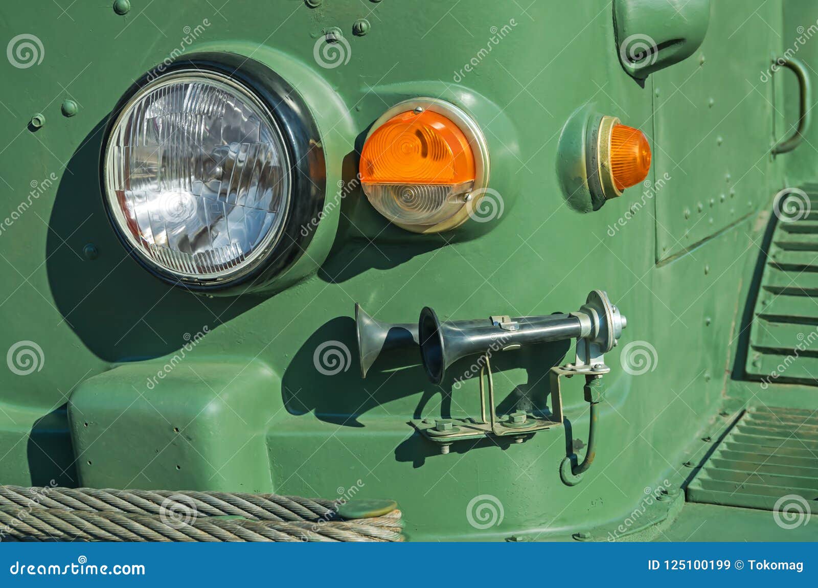 Headlights military car stock image. Image of auto, cable - 125100199