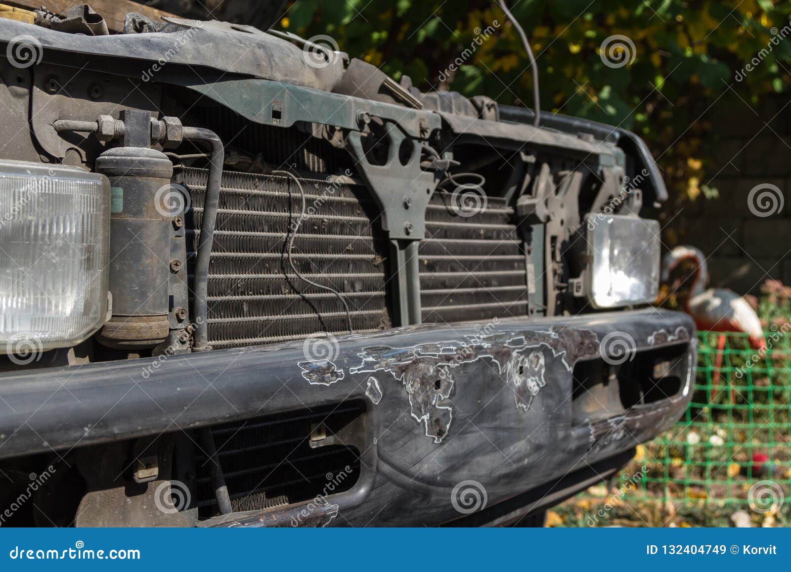 Headlights on an Old and Rusty SUV Stock Image - Image of engine ...