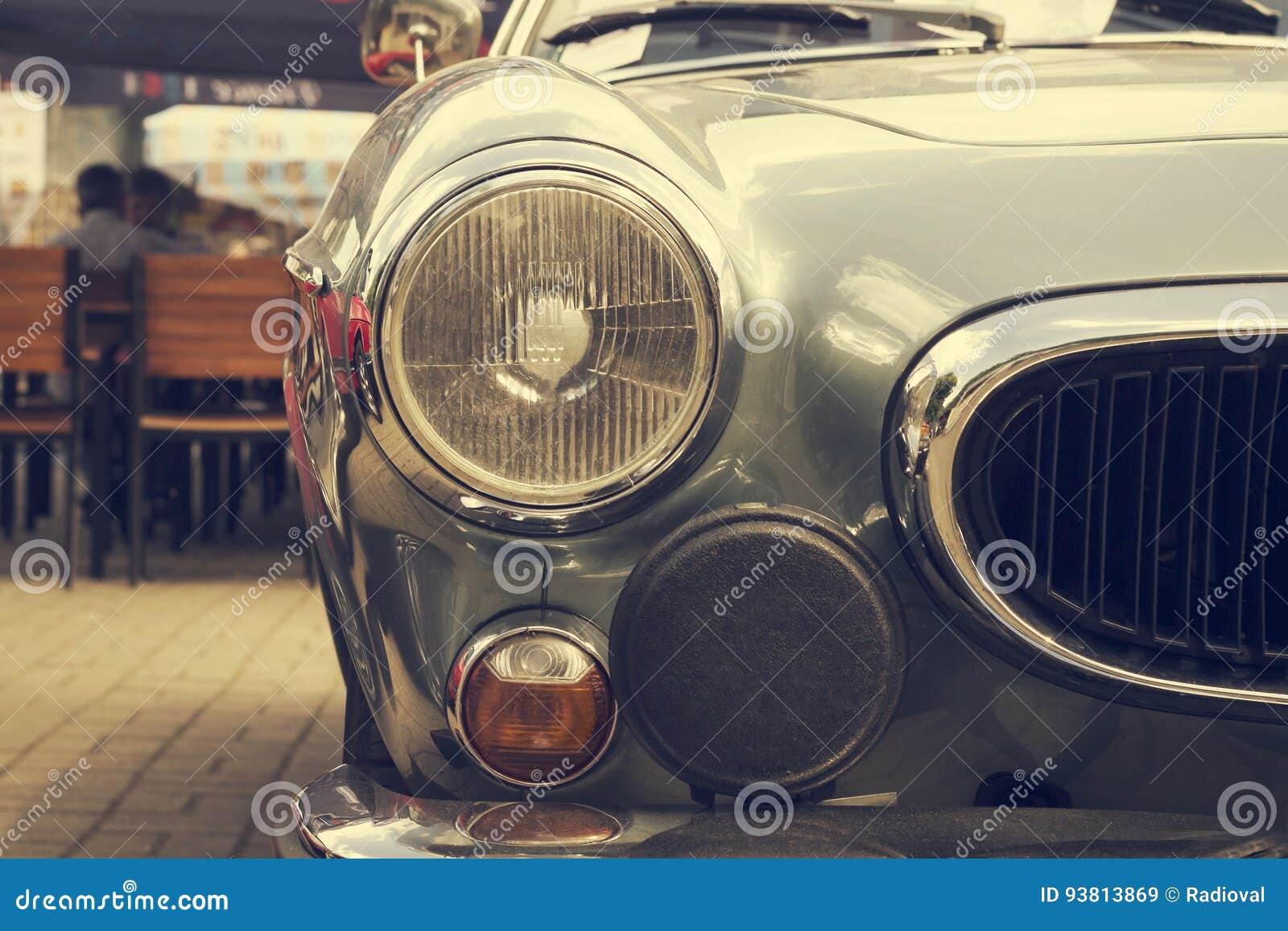 Headlights of an Old Vintage Car. Stock Image - Image of muted ...