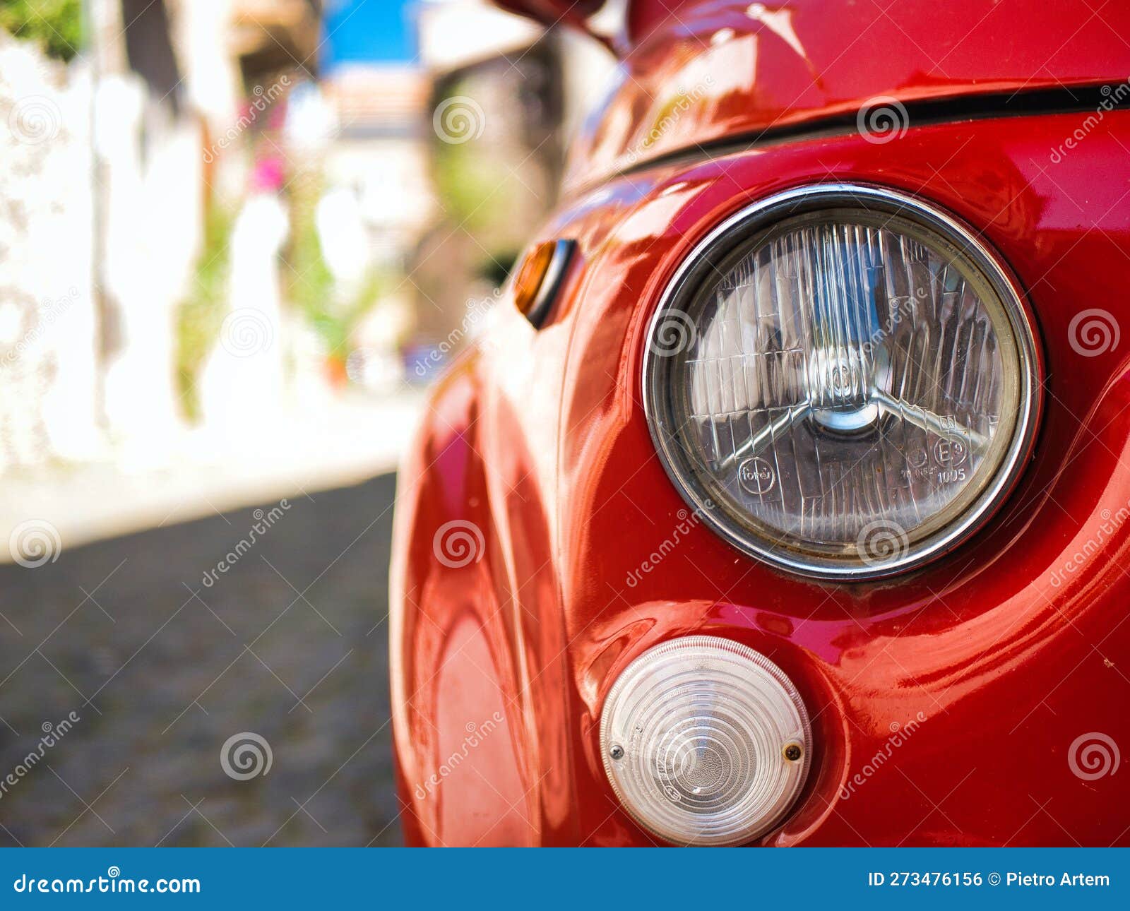 Headlights of a Red Retro Car Close-up Stock Photo - Image of shiny ...