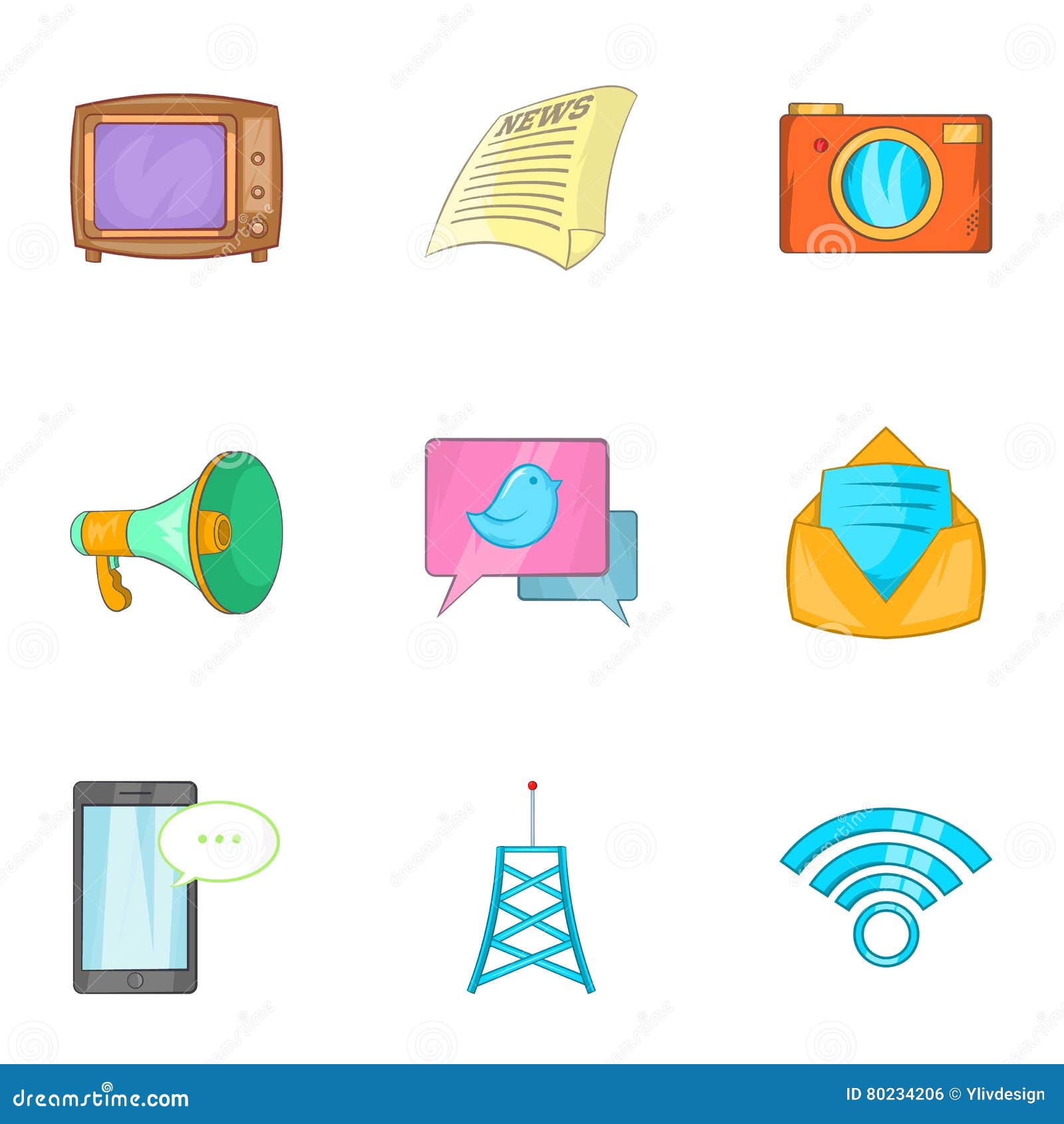 Headline Icons Set, Cartoon Style Stock Vector - Illustration of front ...