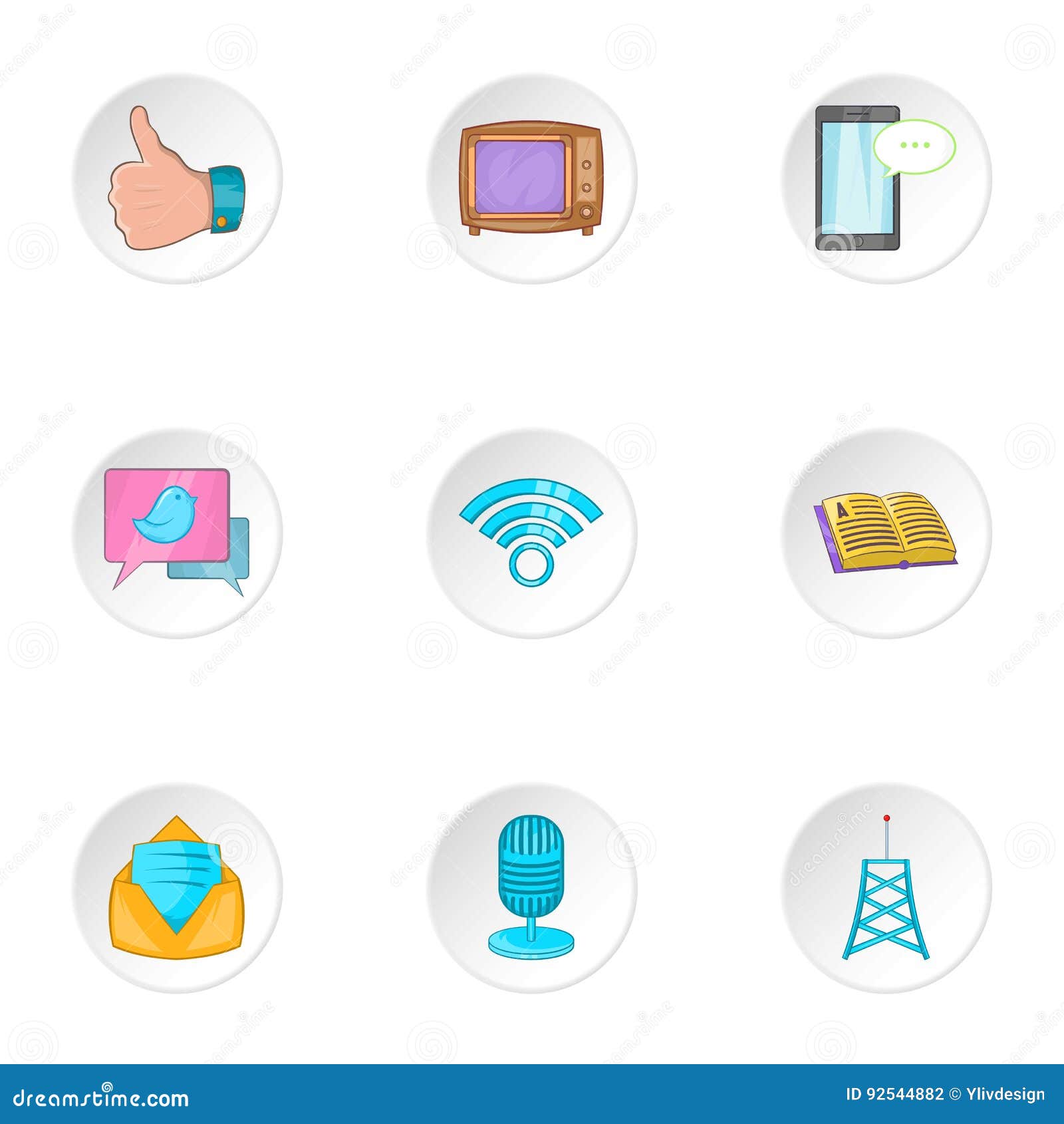 Headline Icons Set, Cartoon Style Stock Vector - Illustration of ...