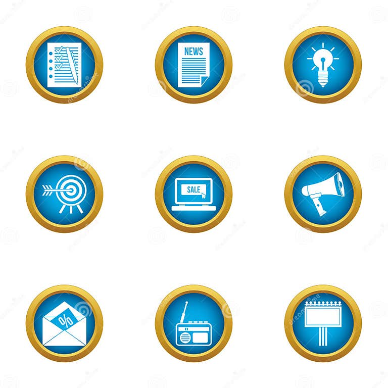 Headline Icons Set, Flat Style Stock Vector - Illustration of excellent ...