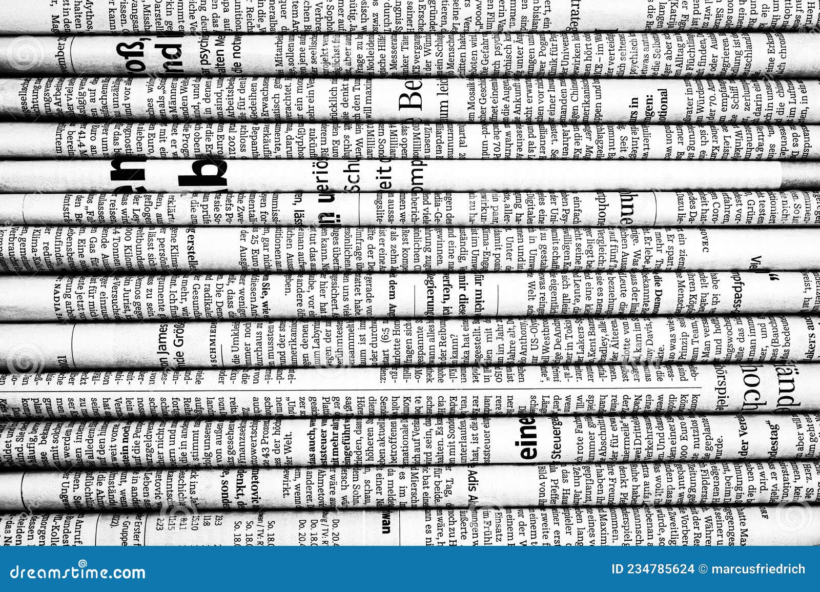 Headlines, Latest or Breaking News Concept in Black and White Stock ...