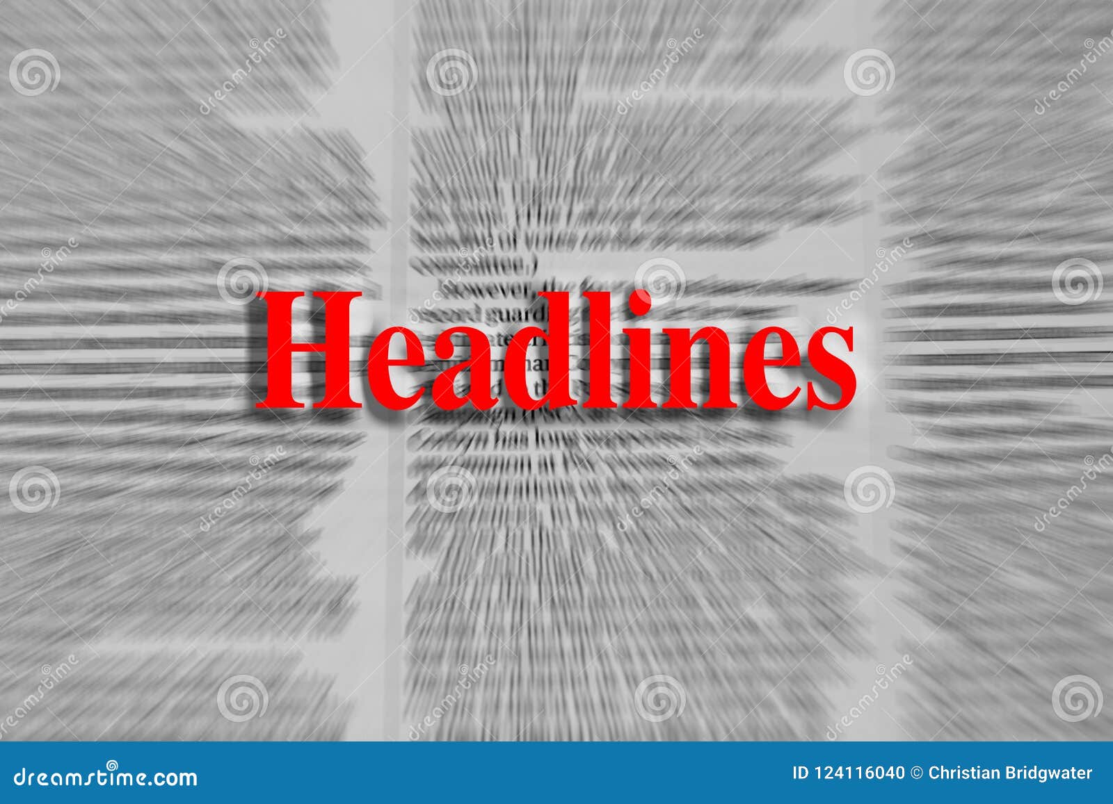 Headlines Written in Red with a Newspaper Article Blurred Stock Photo ...
