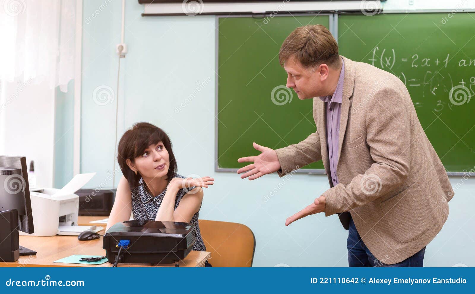 The Headmaster Scolds the Teacher for Doing Bad Job Stock Photo - Image ...