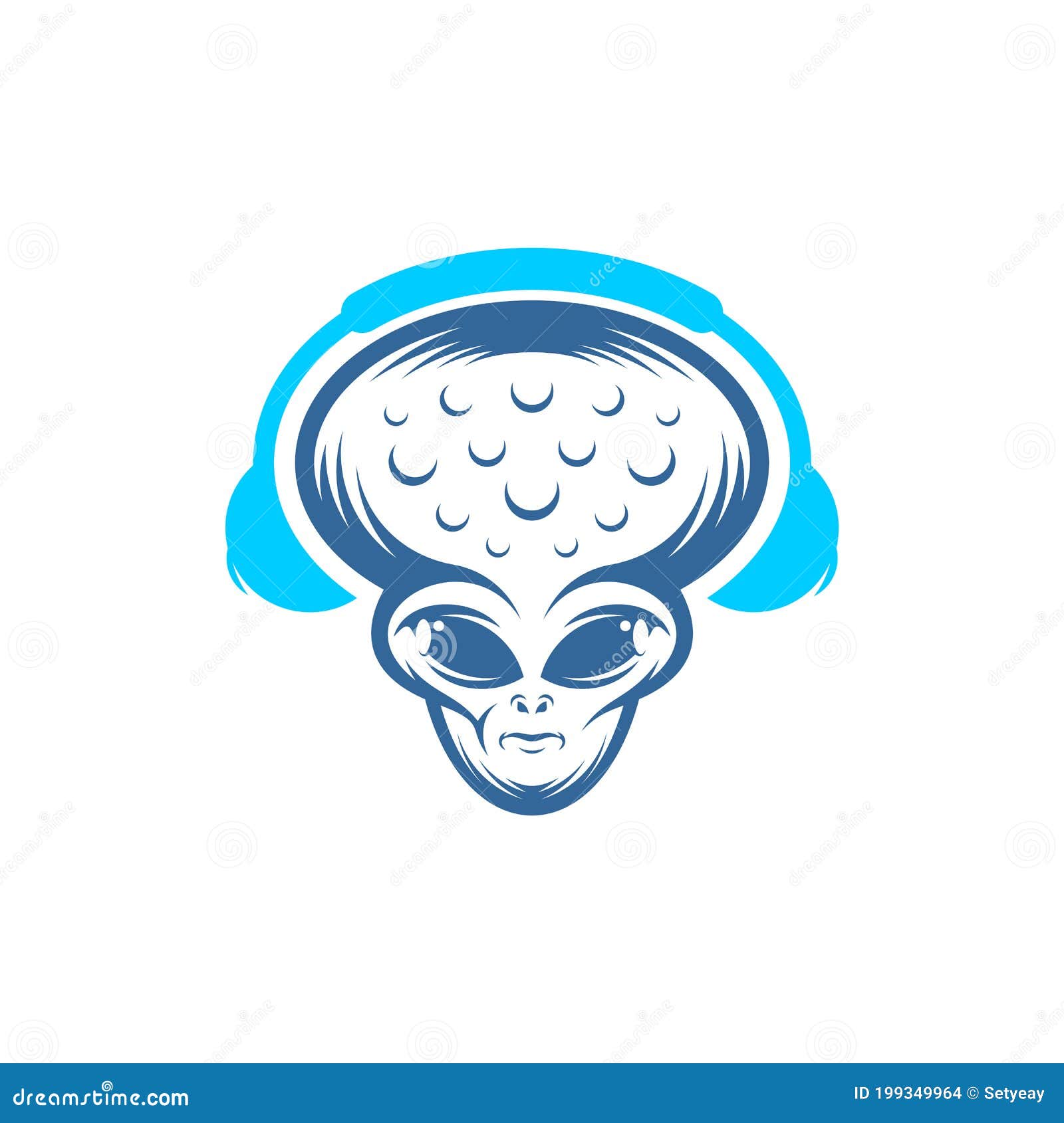 Headphone Alien Logo Design Vector Illustration, Alien Design Template ...