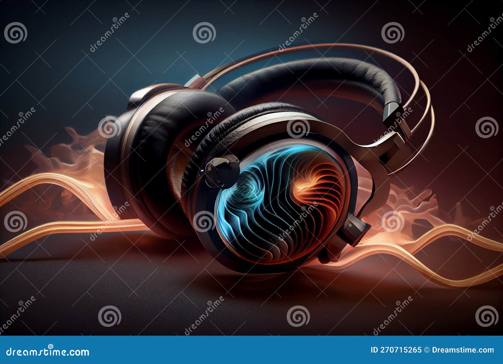 Headphone with Audio Spectrum Wave Futuristic.generative Ai Stock Image ...