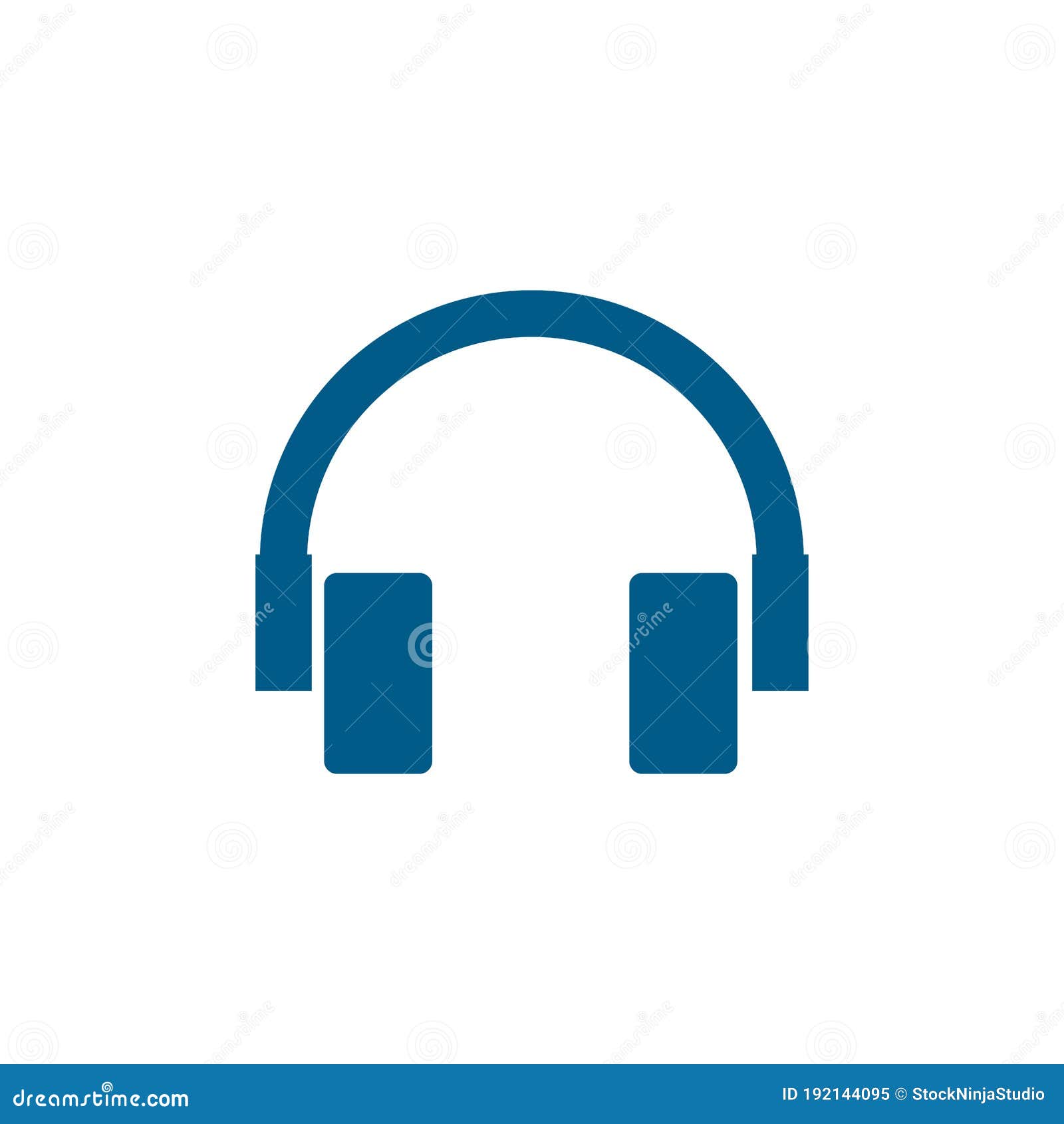 Headphone Blue Icon on White Background. Blue Flat Style Vector ...