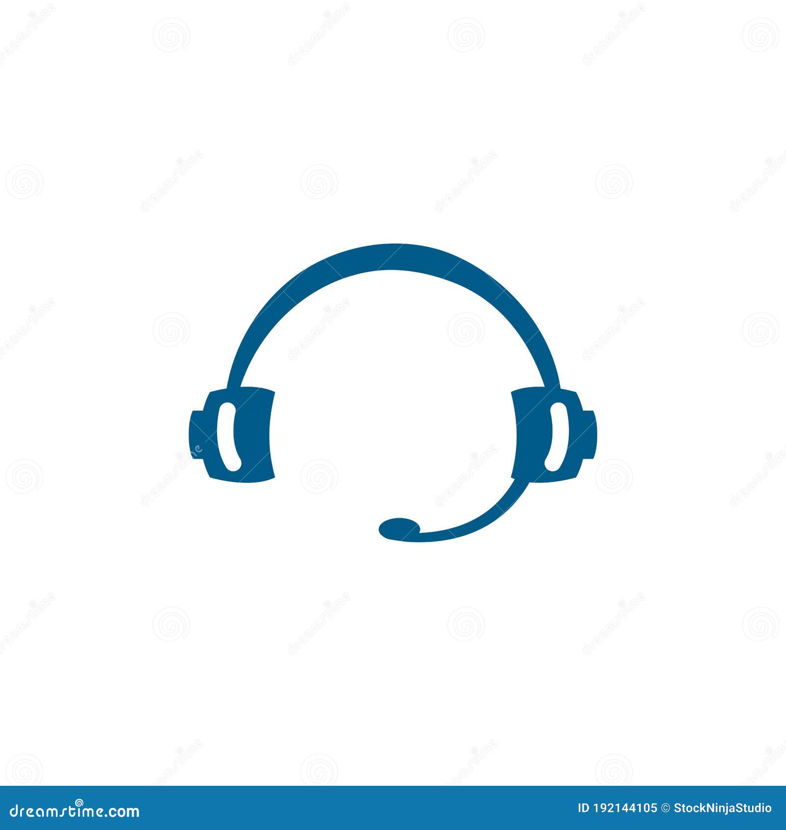 Headphone Blue Icon on White Background. Blue Flat Style Vector ...