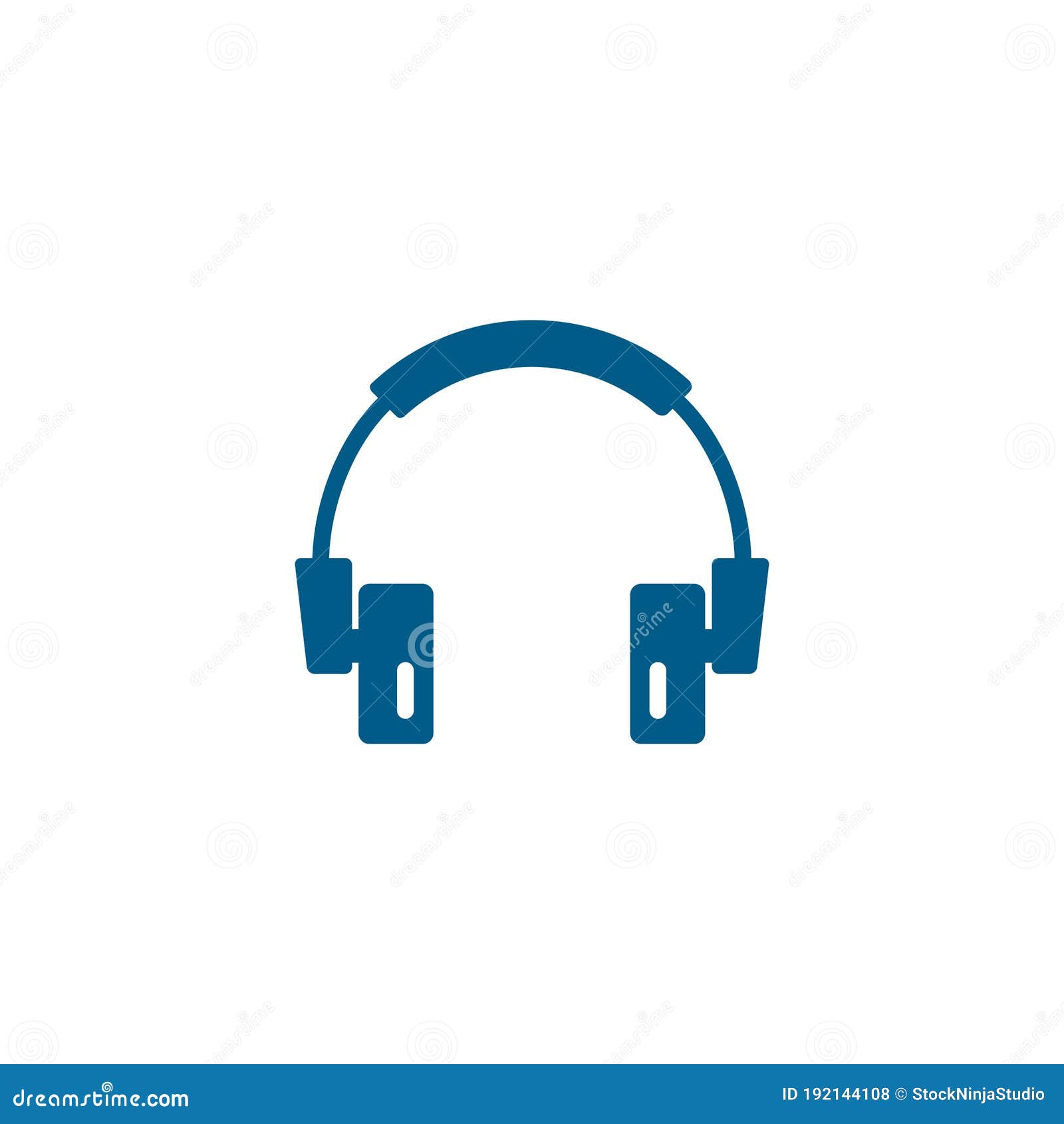 Headphone Blue Icon on White Background. Blue Flat Style Vector ...