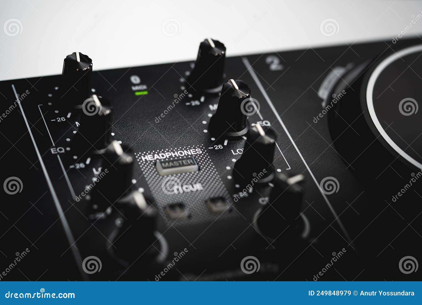 Headphone Button DJ Mixing Deck Controller Connecting To Laptop and ...