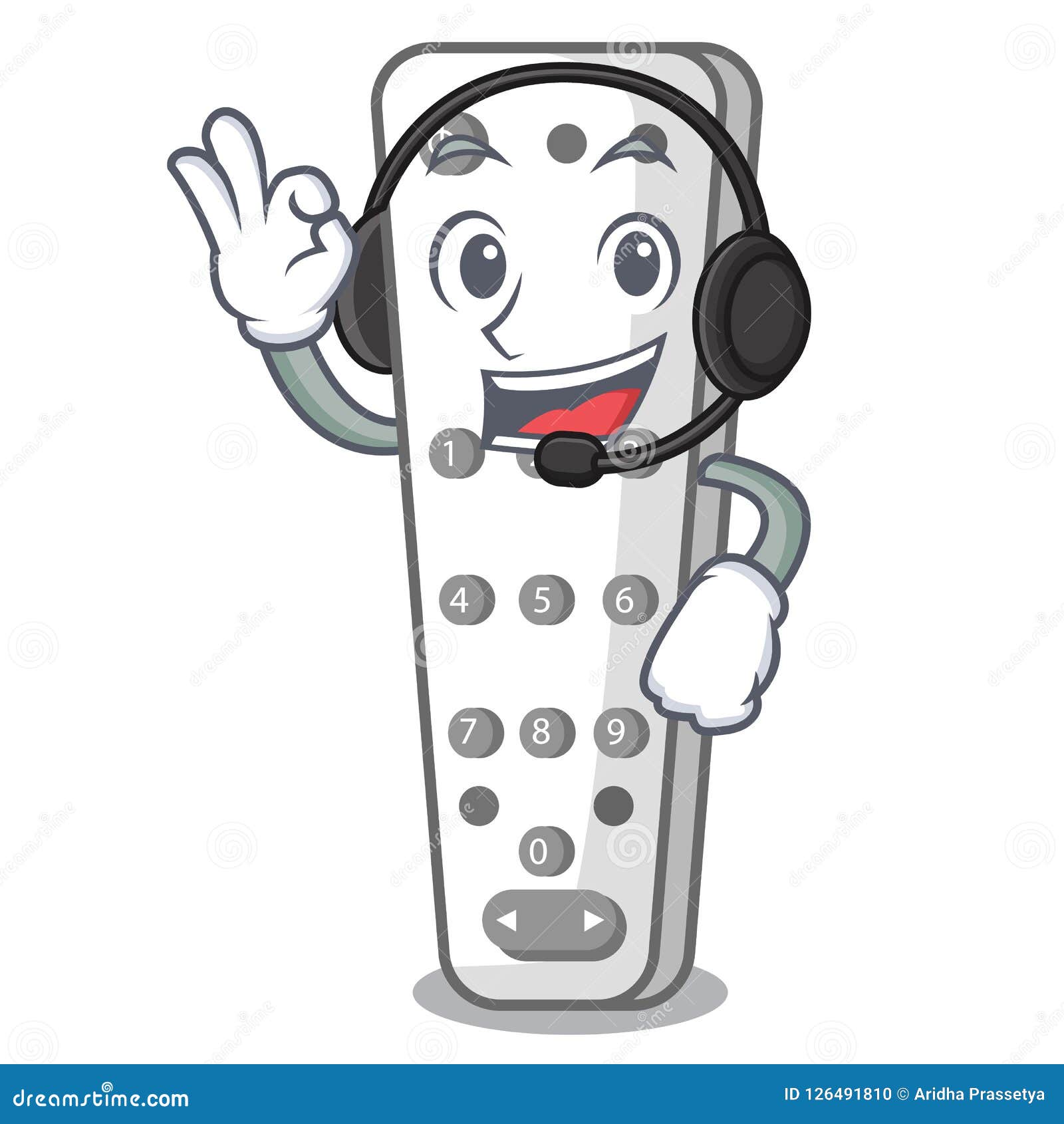 With Headphone Cartoon Remote Control of Air Conditioner Stock Vector ...