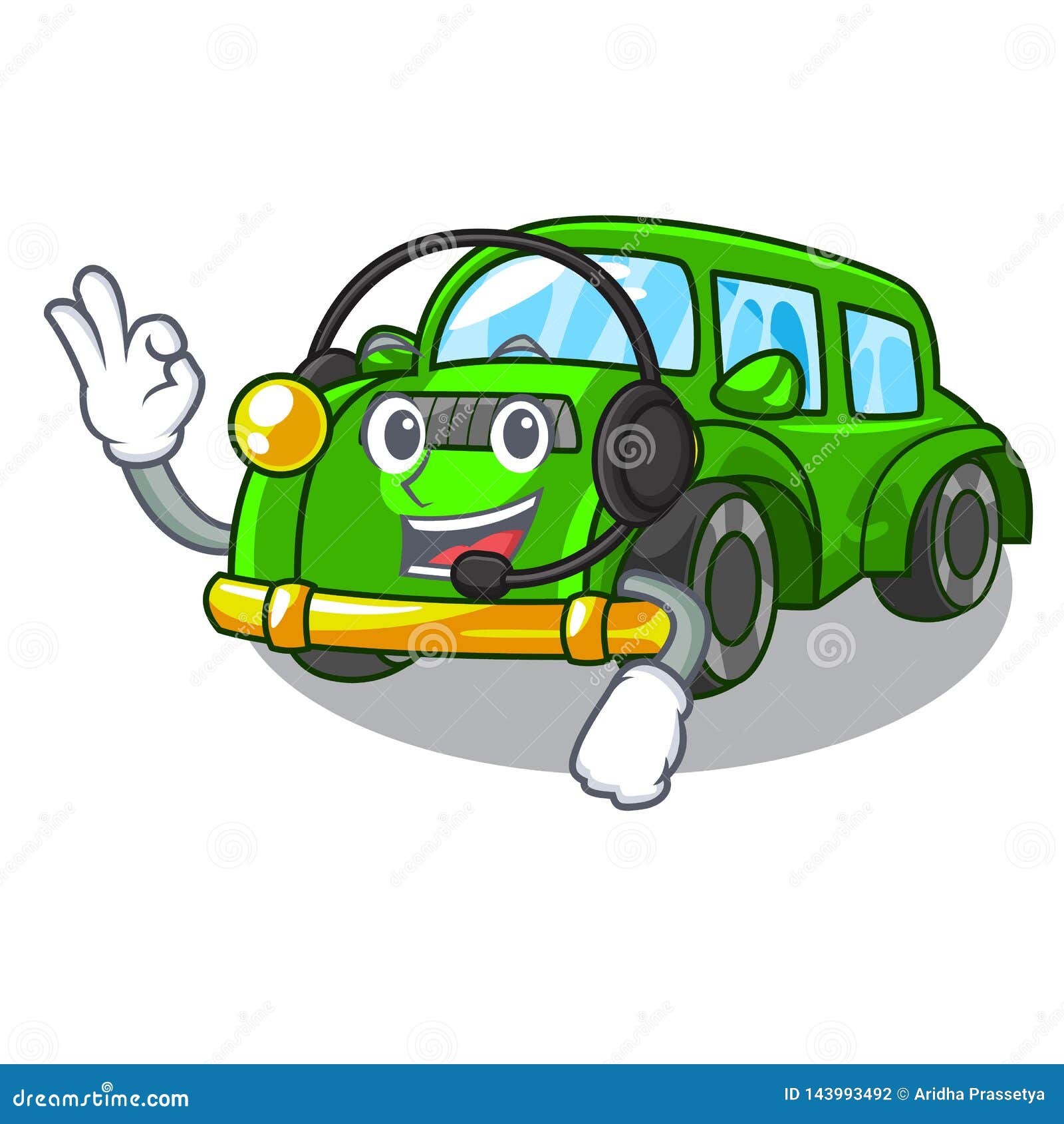 With Headphone Classic Car Toys in Cartoon Shape Stock Vector ...