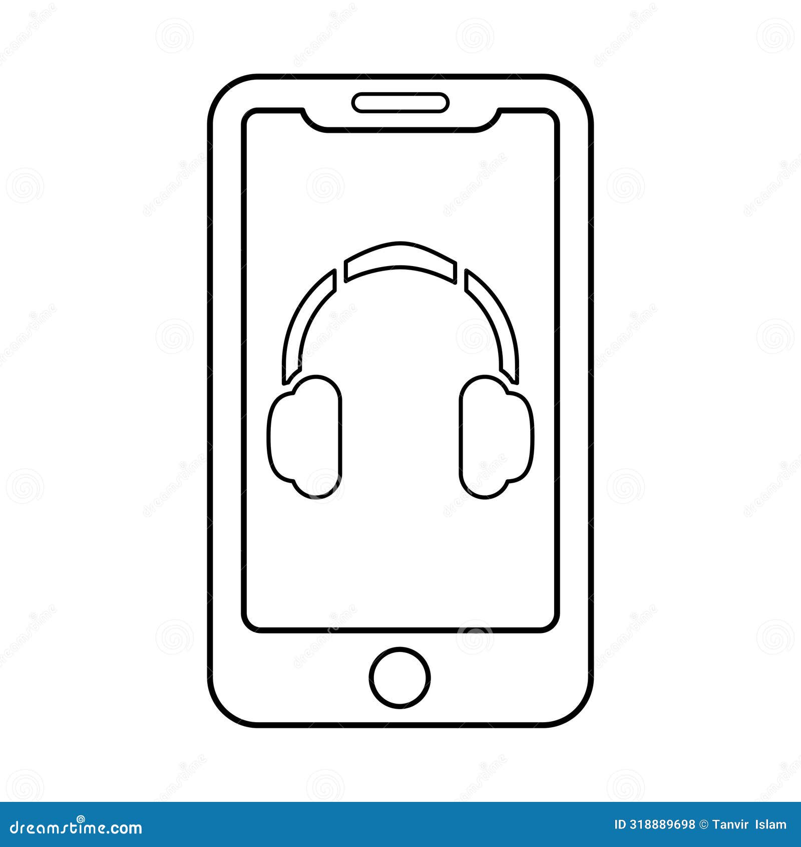 Headphone Connect on Mobile Icon Line Vector Graphics Stock Vector ...