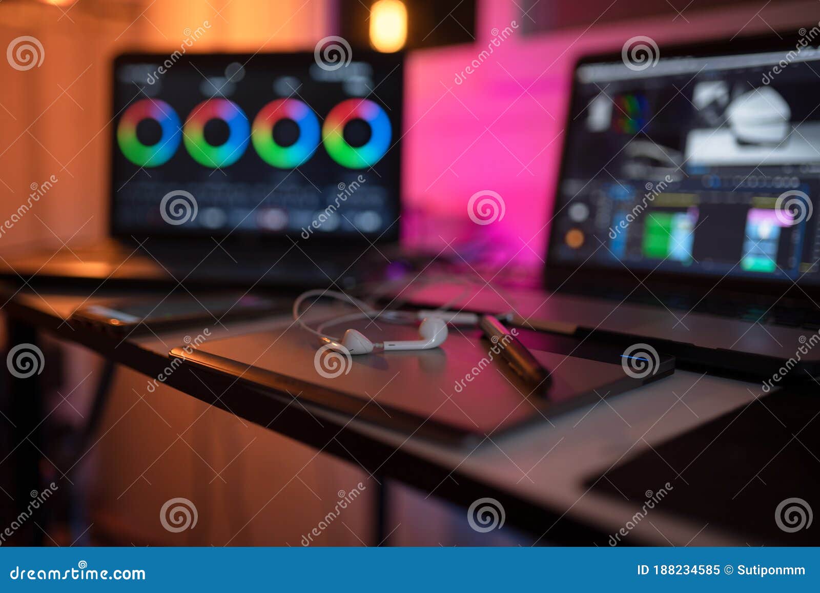 Color Grading Graph Or RGB Colour Correction Indicator On Monitor Stock ...
