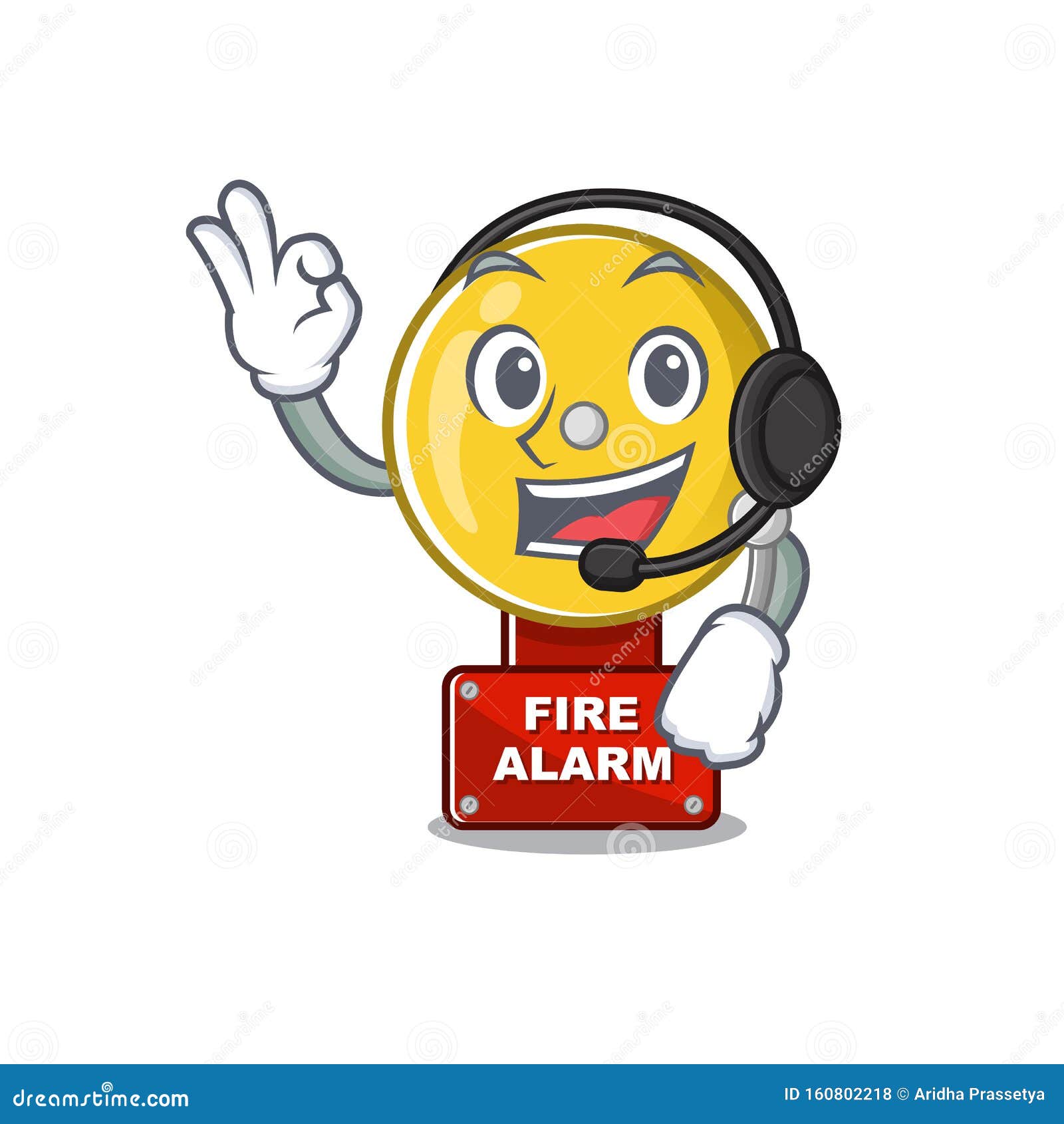 With Headphone Fire Alarm in the a Cartoon Stock Vector - Illustration ...