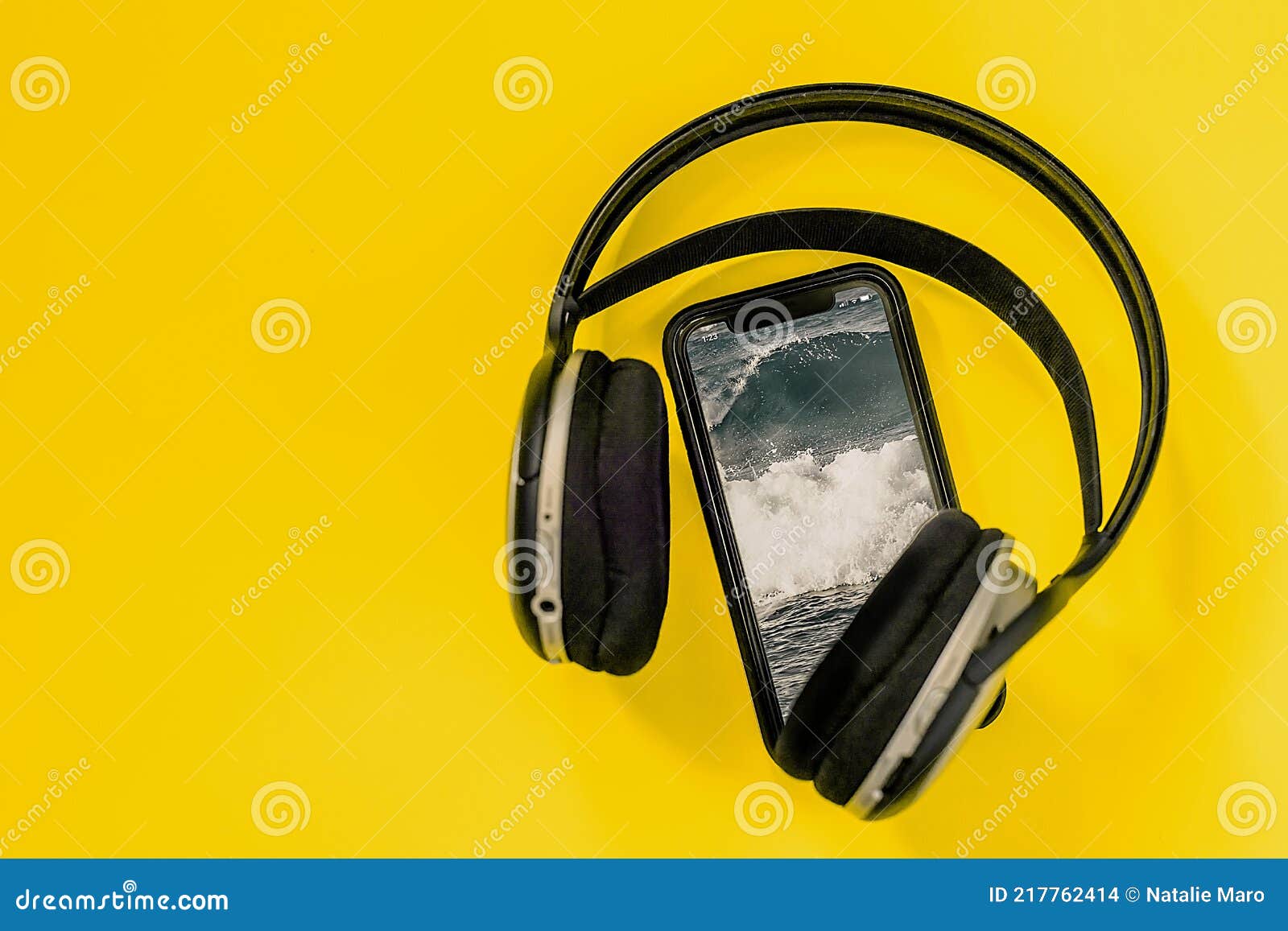 Headphone or Headset on Bright Color Background. Stock Photo - Image of ...