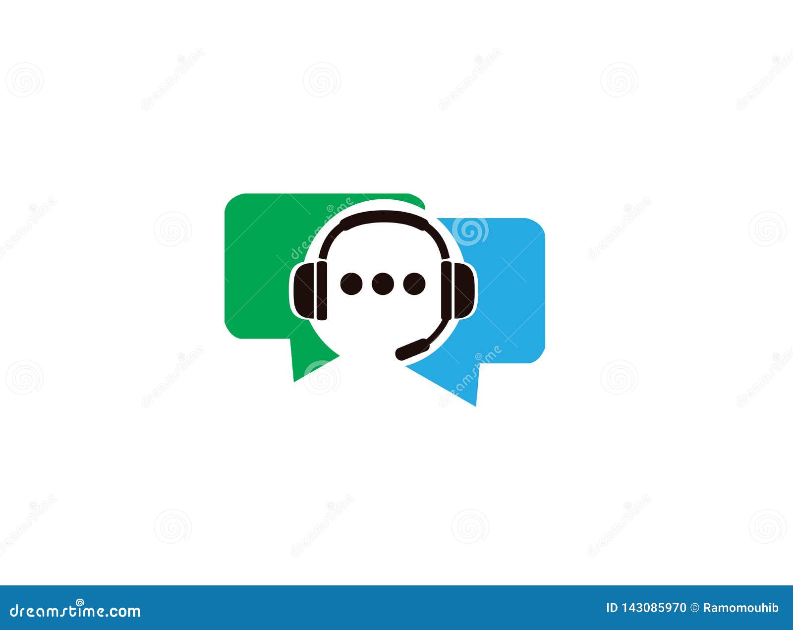 Headphone or Headset Inside Chat Communication Symbol and Customer ...