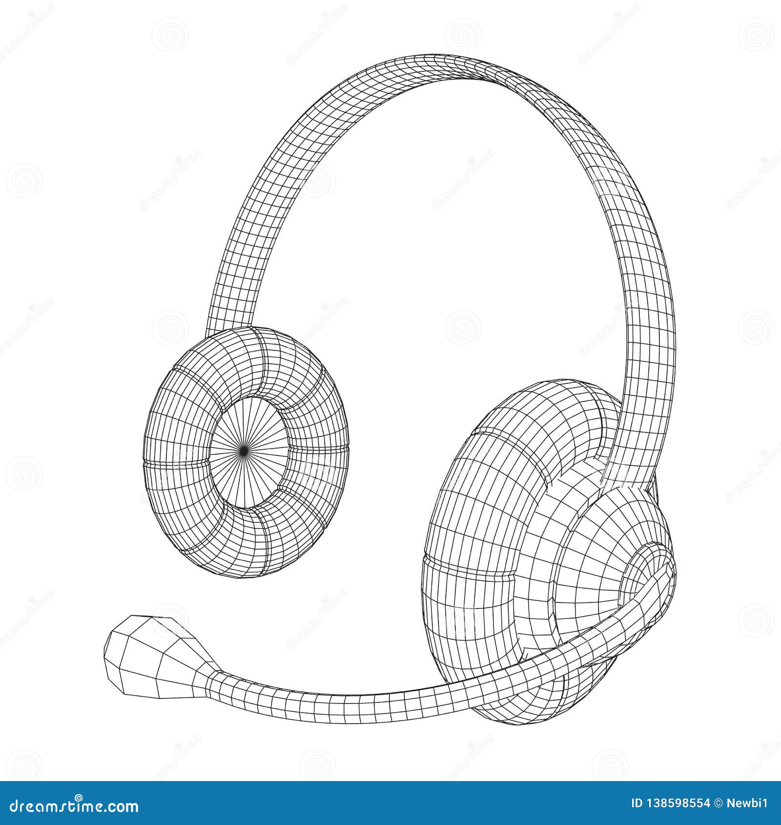 Headphone or Headset for Support Wireframe Stock Vector - Illustration ...