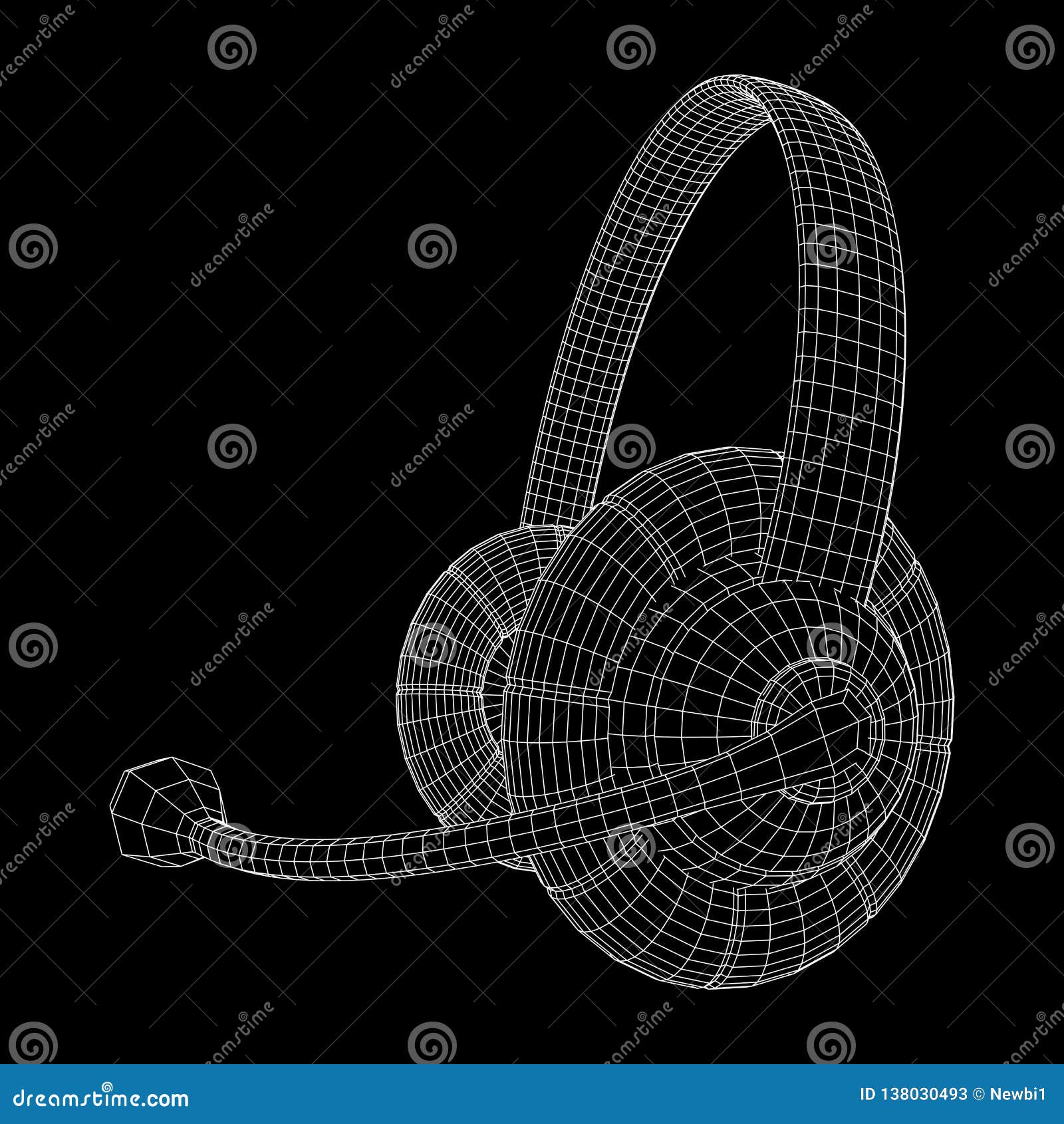 Headphone or Headset for Support Wireframe Stock Vector - Illustration ...