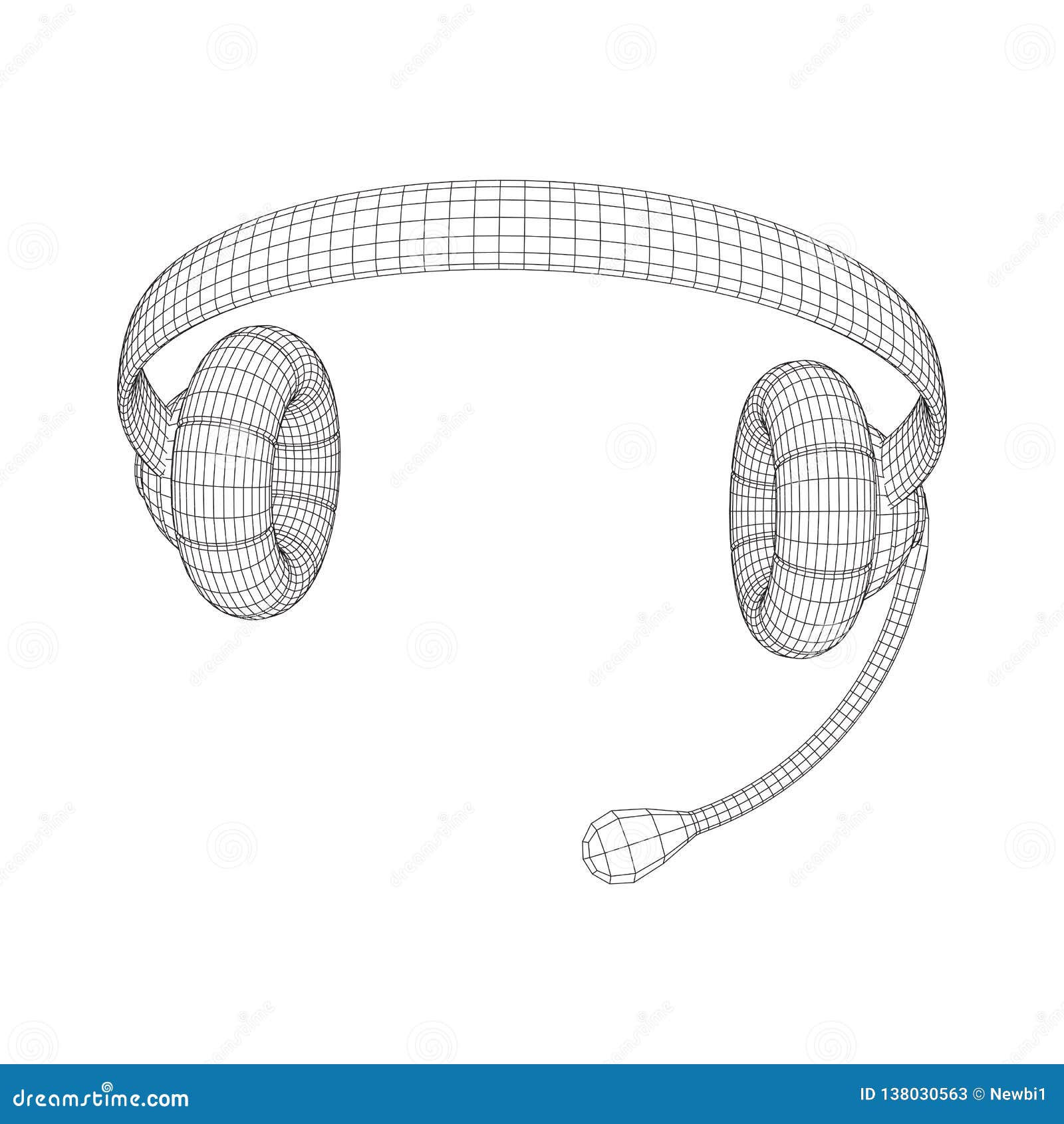 Headphone or Headset for Support Wireframe Stock Vector - Illustration ...