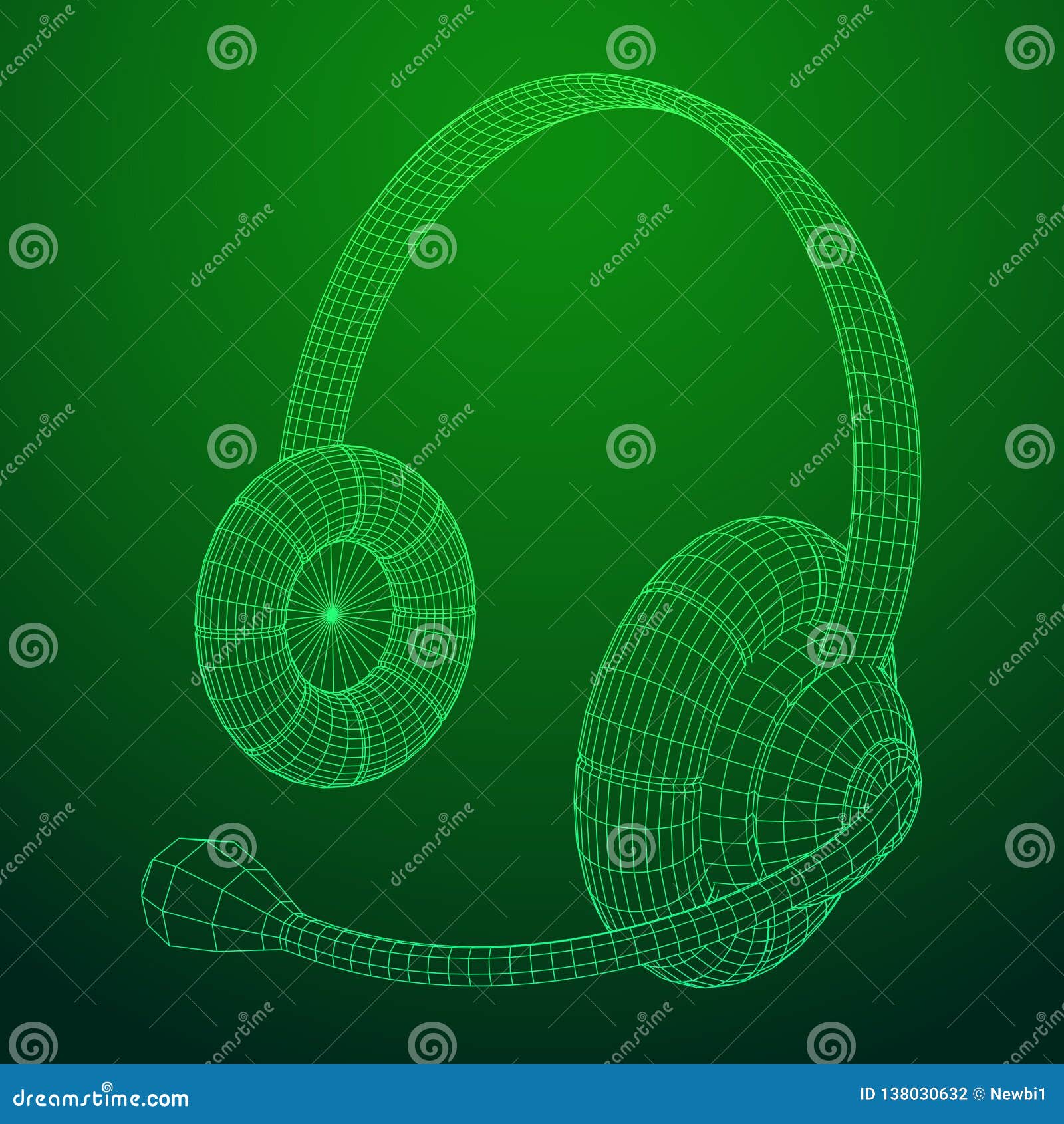 Headphone or Headset for Support Wireframe Stock Vector - Illustration ...
