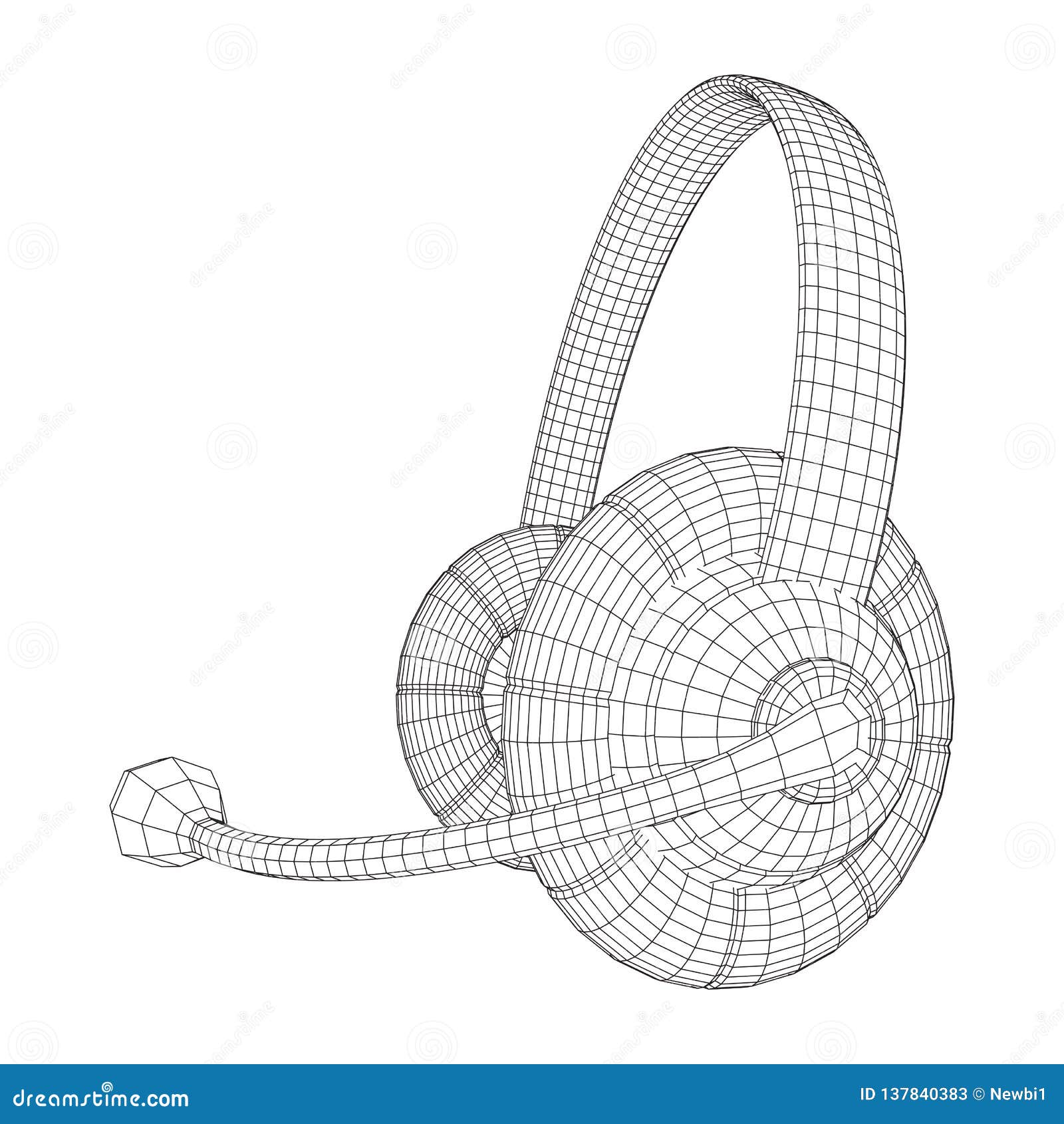 Headphone or Headset for Support Wireframe Stock Vector - Illustration ...