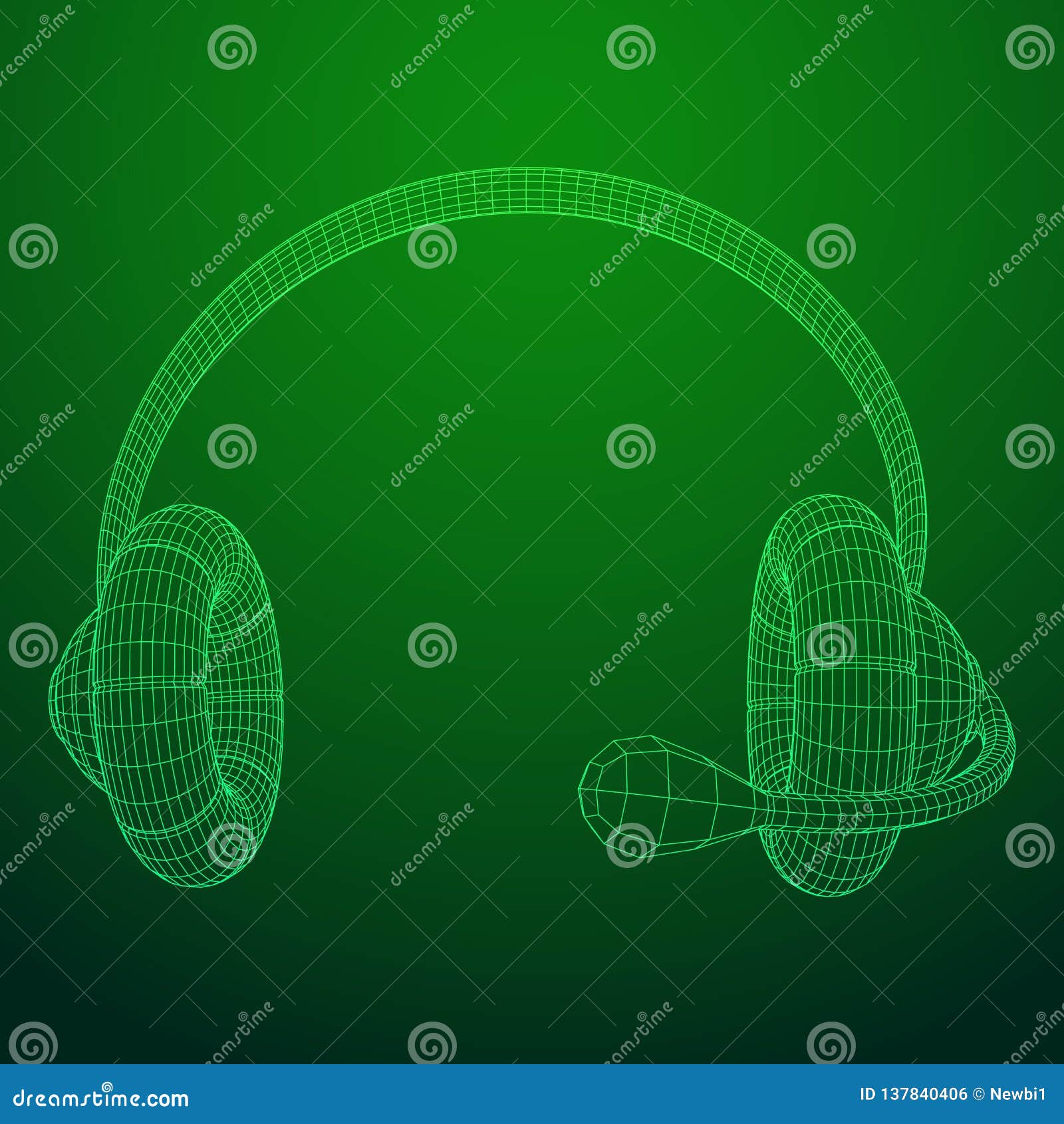 Headphone or Headset for Support Wireframe Stock Vector - Illustration ...