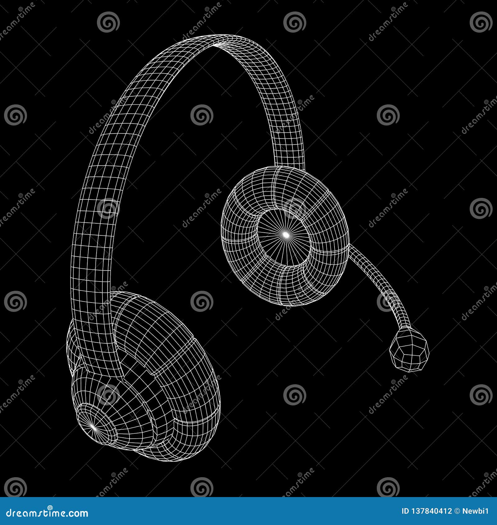 Headphone or Headset for Support Wireframe Stock Vector - Illustration ...
