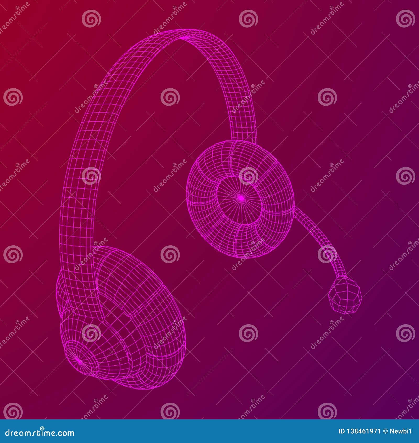 Headphone or Headset for Support Wireframe Stock Vector - Illustration ...