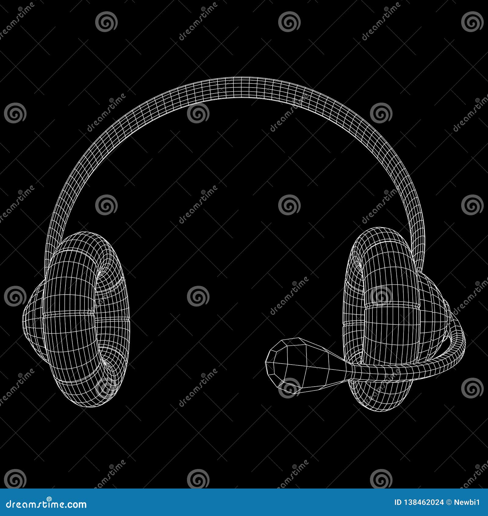 Headphone or Headset for Support Wireframe Stock Vector - Illustration ...