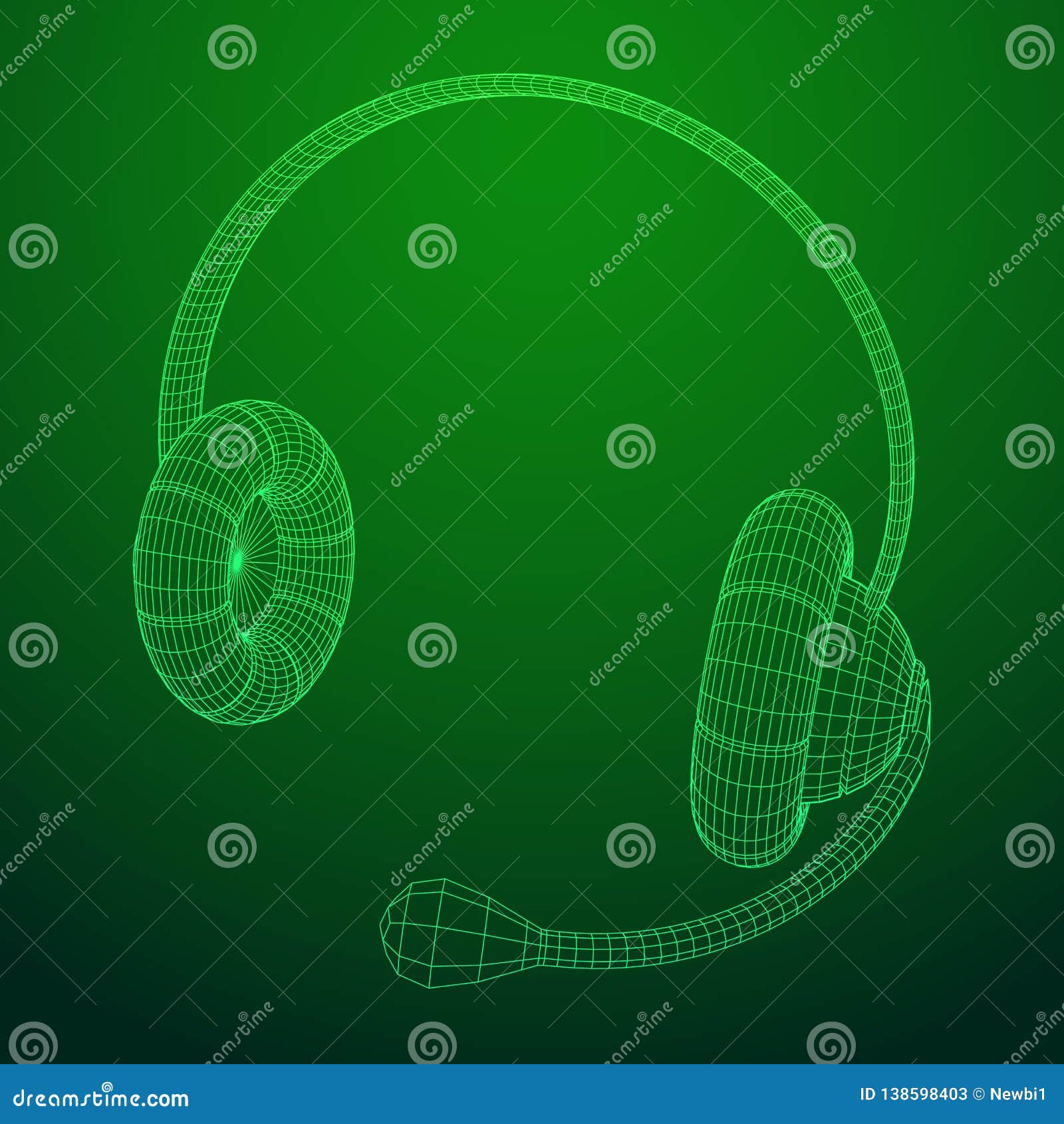 Headphone or Headset for Support Wireframe Stock Vector - Illustration ...