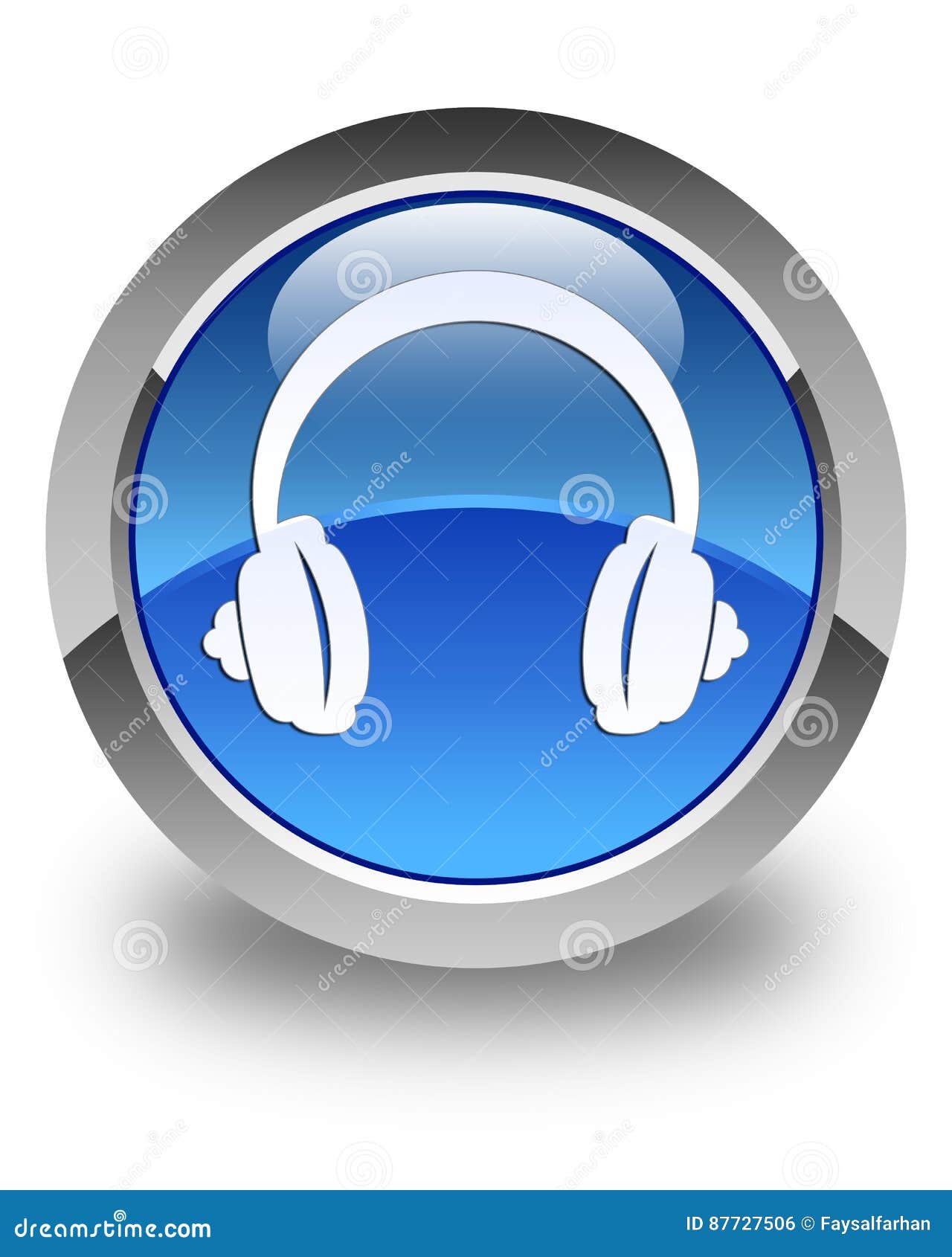 Headphone Icon Glossy Blue Round Button Stock Illustration ...