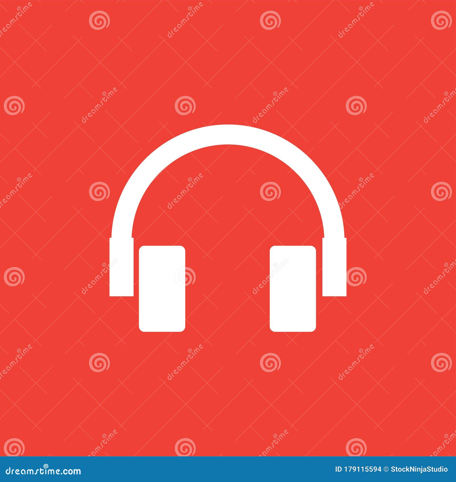 Headphone Icon on Red Background. Red Flat Style Vector Illustration ...