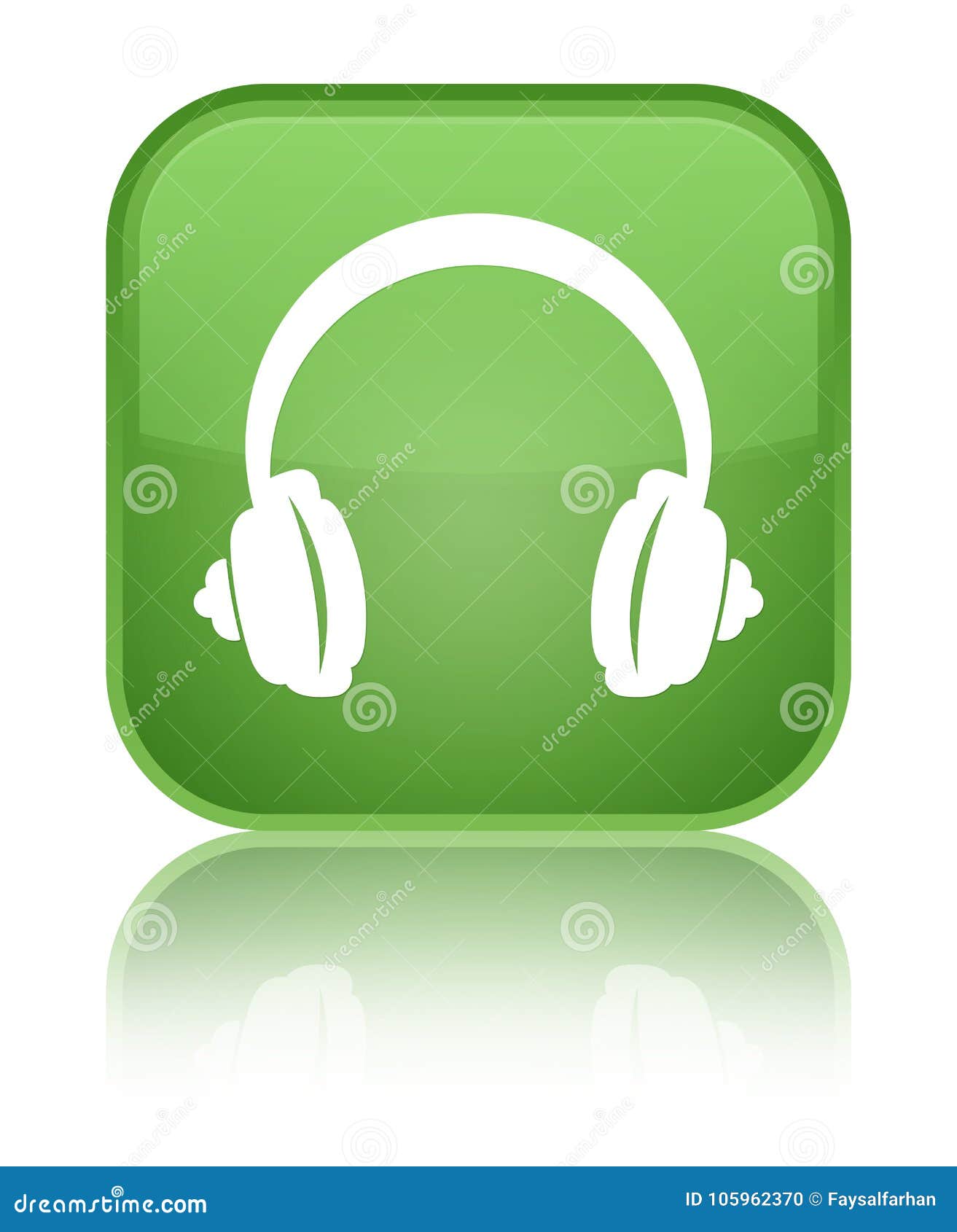 Headphone Icon Special Soft Green Square Button Stock Illustration ...