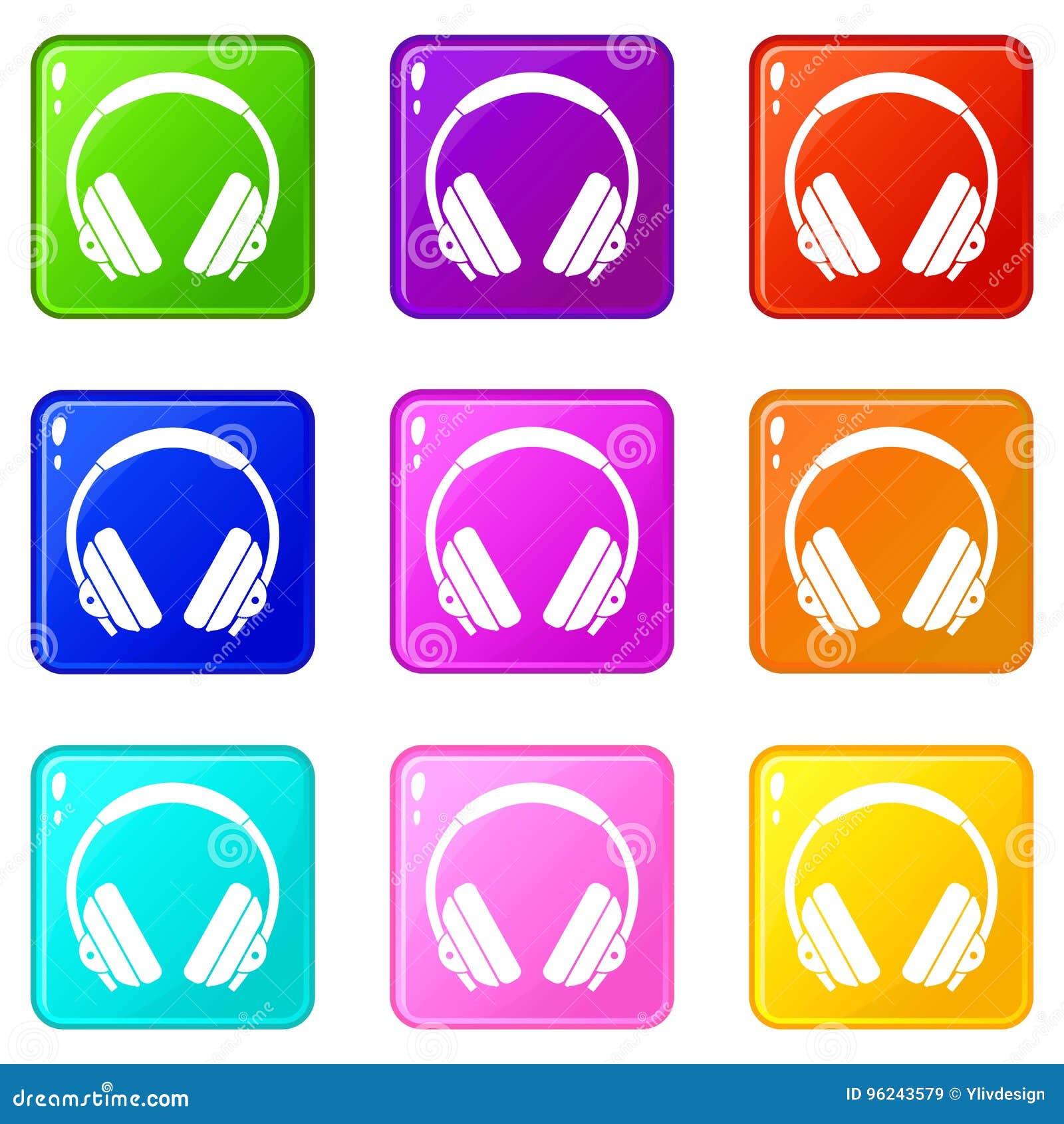 Headphone icons 9 set stock vector. Illustration of meloman - 96243579