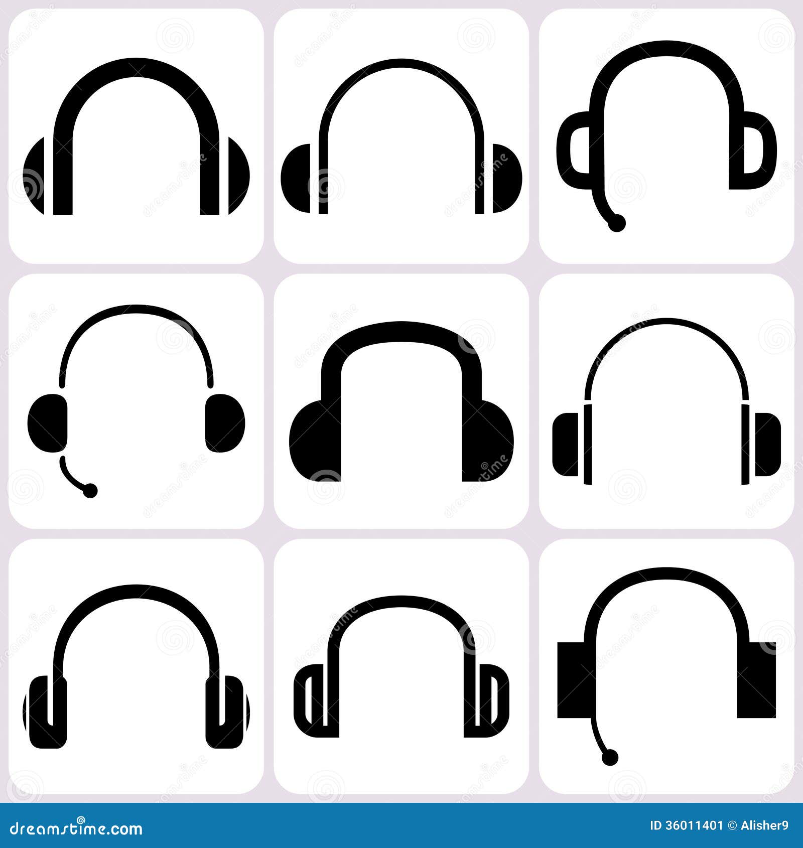 Headphone Icons Set stock vector. Illustration of bass - 36011401