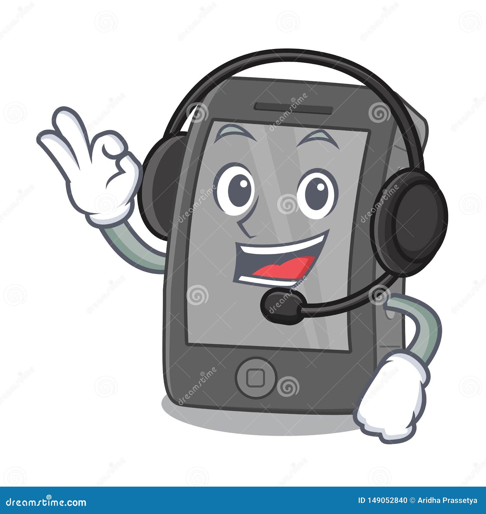 With Headphone Ipad in the a Cartoon Shape Stock Vector - Illustration ...