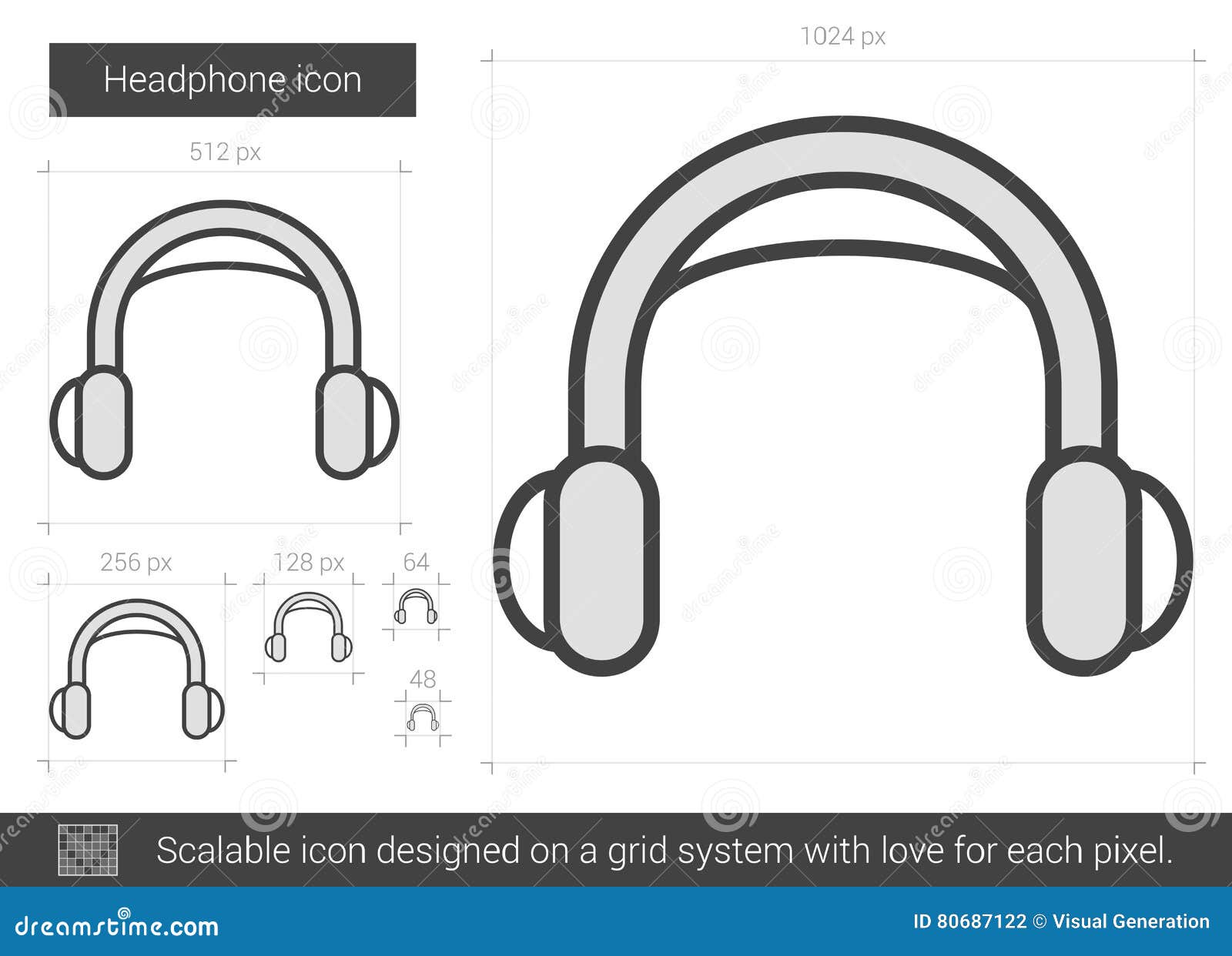 Headphone line icon. stock vector. Illustration of entertainment - 80687122
