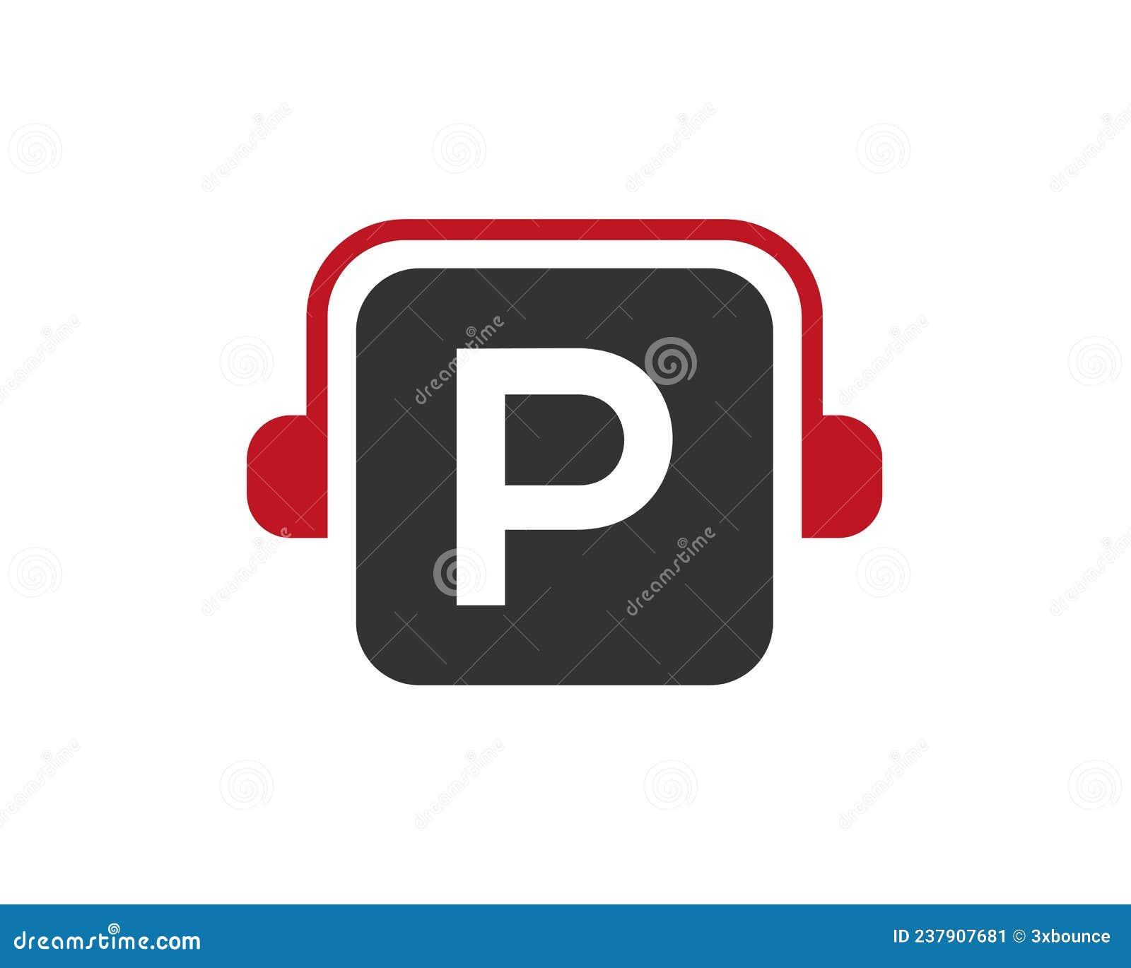 Headphone Logo on P Letter. Letter P Music Logo Design Template Stock ...