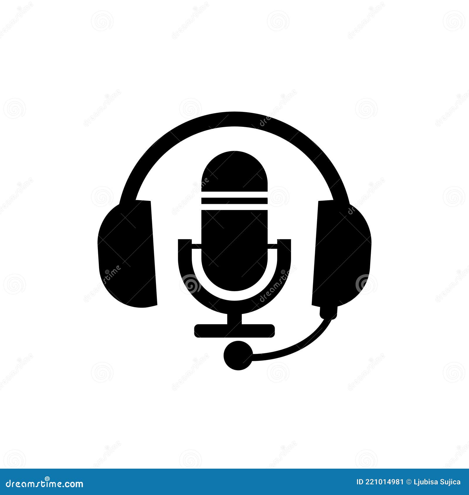 Headphone with Microphone Icon Isolated on White Background Stock ...