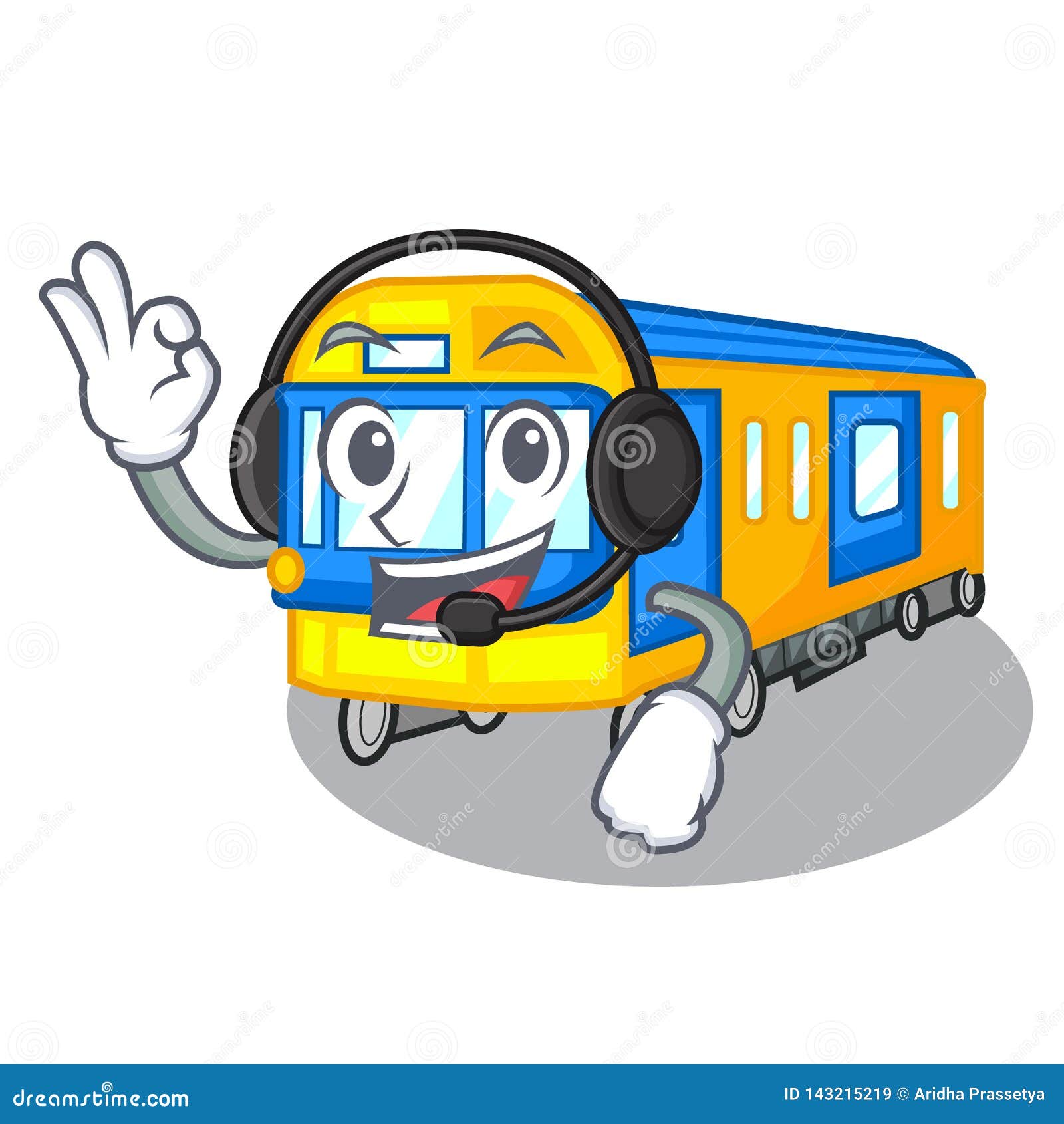 With Headphone Miniature Subway Train Cartoon Above Table Stock Vector ...