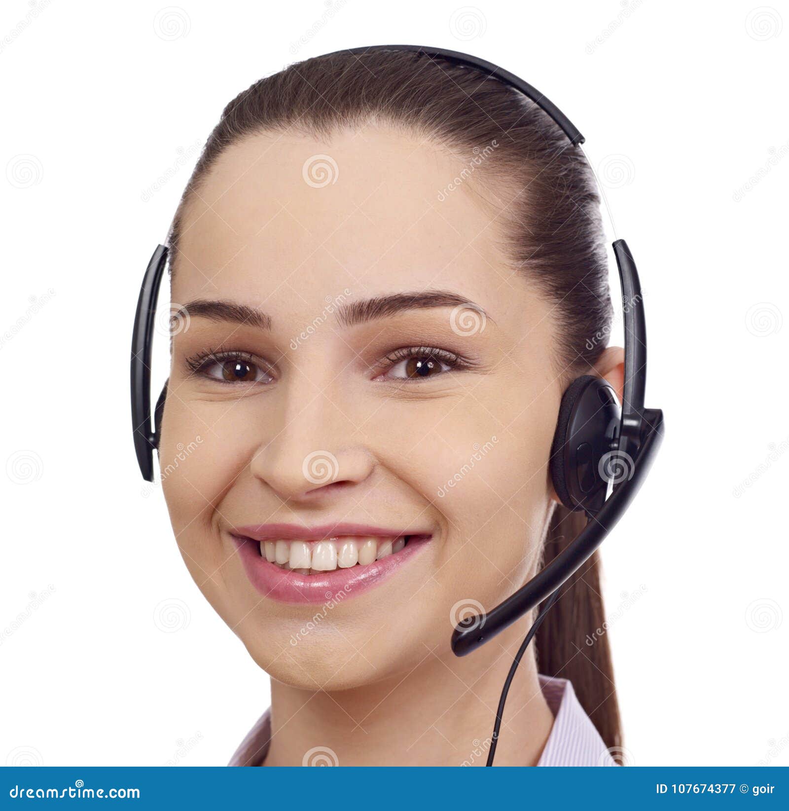 Headphone Operator on White Stock Image - Image of headset, connection ...