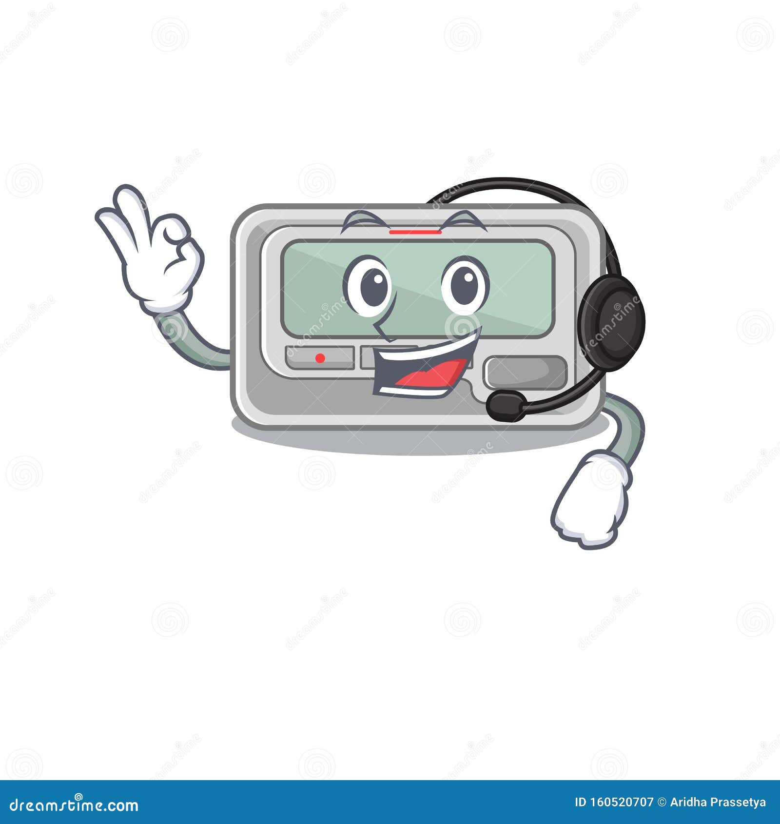 With Headphone Pager Cartoon Isolated with the Character Stock Vector ...